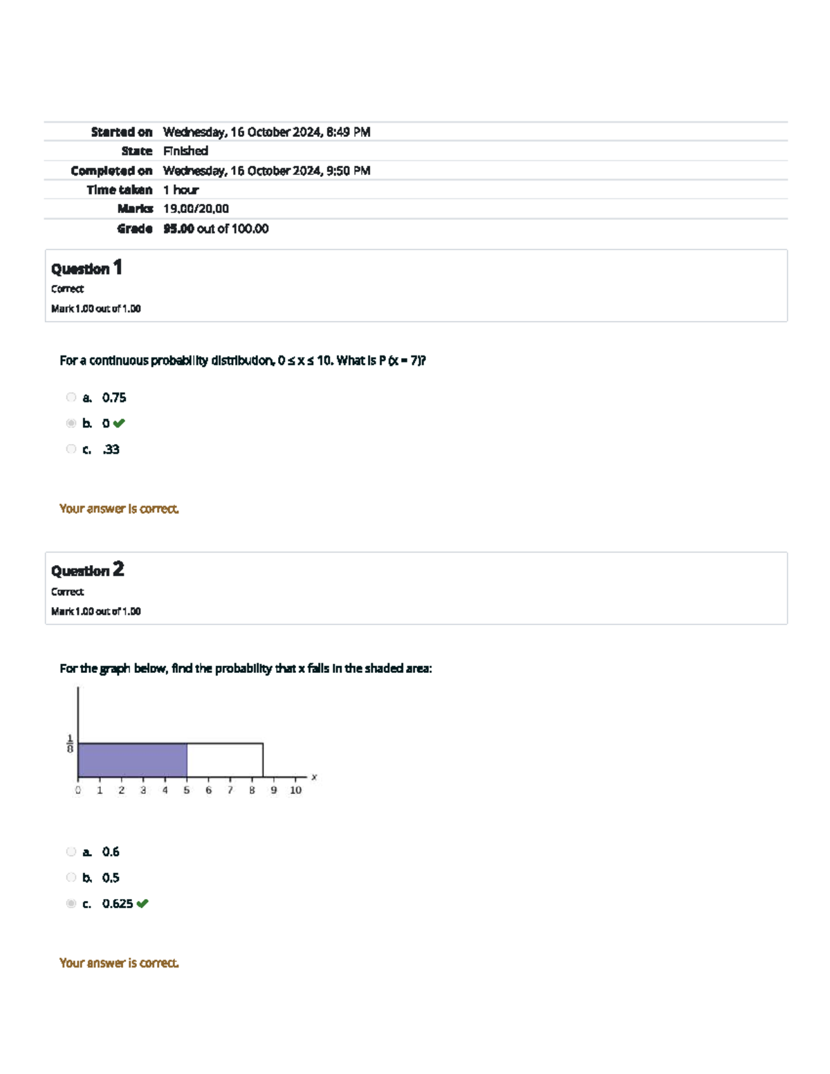 MATH 1280 Graded Quiz Unit 6 - Started on Wednesday, 16 October 2024, 8:49 PM State Finished ...