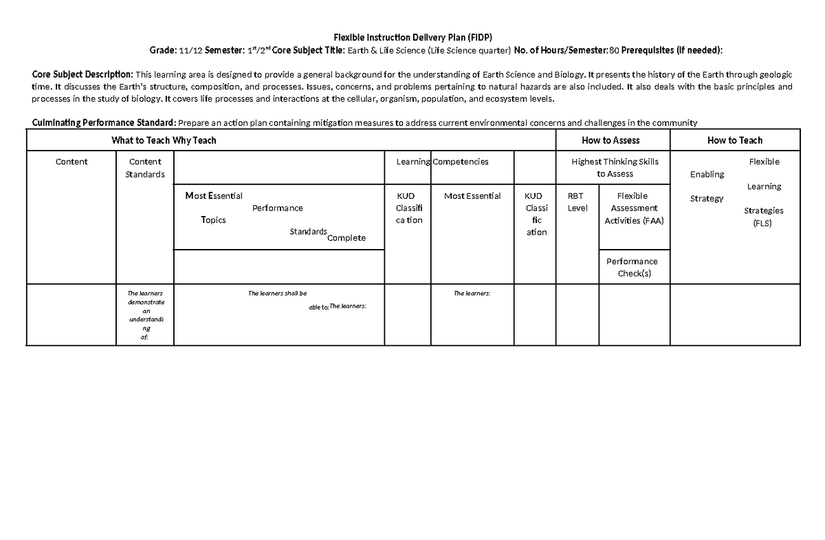 FIDP Life Science (complete version) Final - Flexible Instruction ...