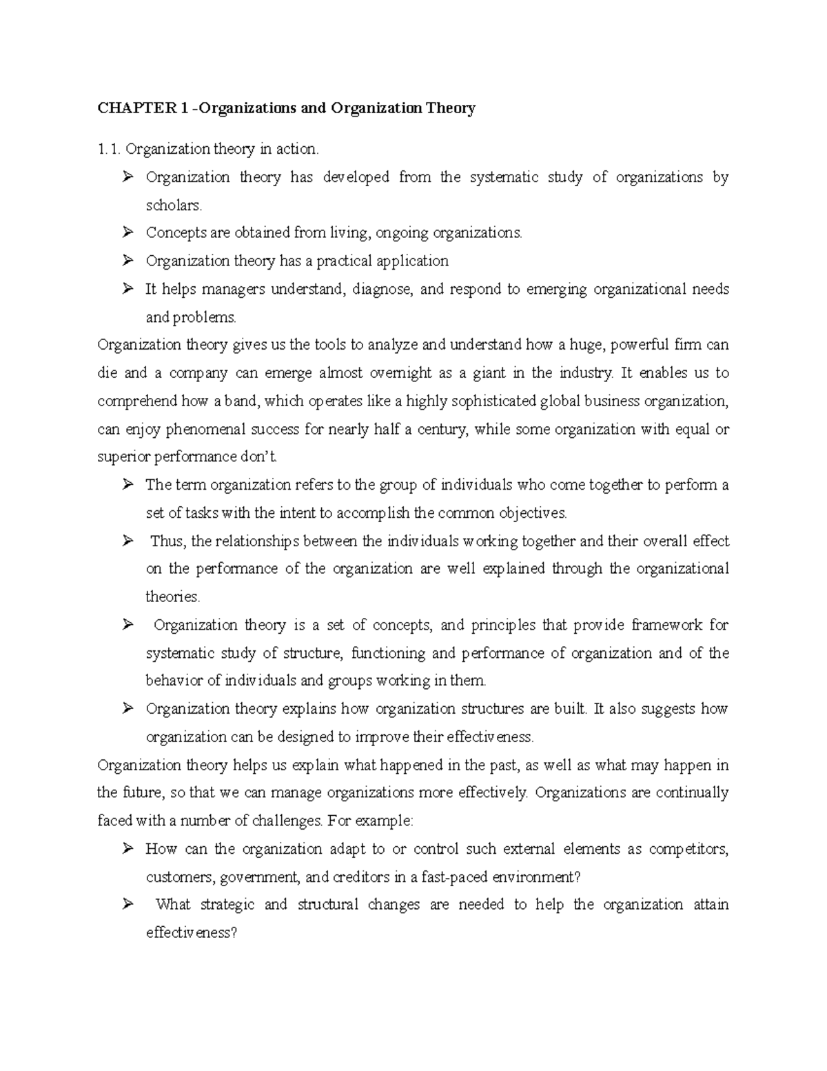 organization theory lecture note - AAU - Studocu