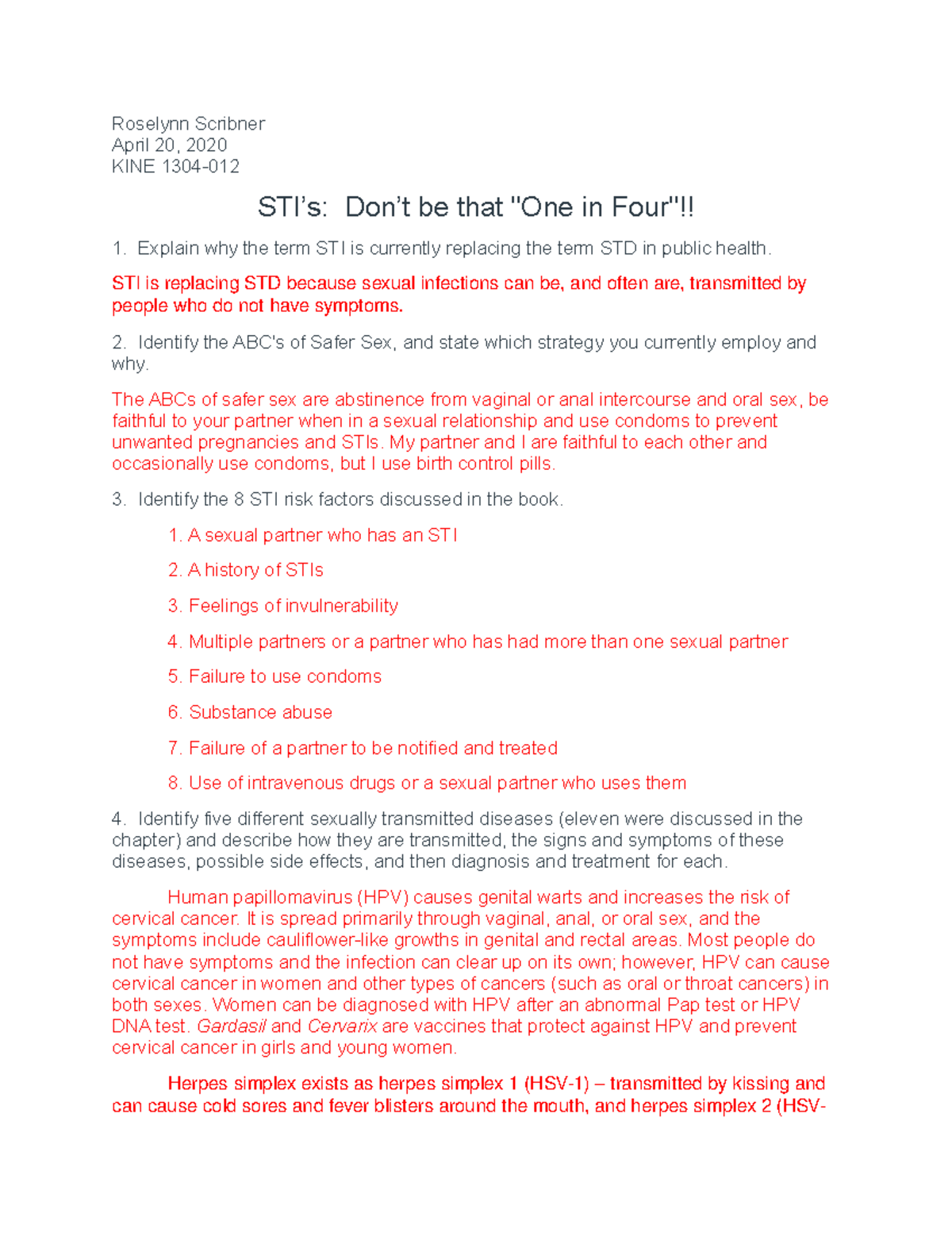 P&C Health - STI’s Don’t be that One in Four - Roselynn Scribner April ...