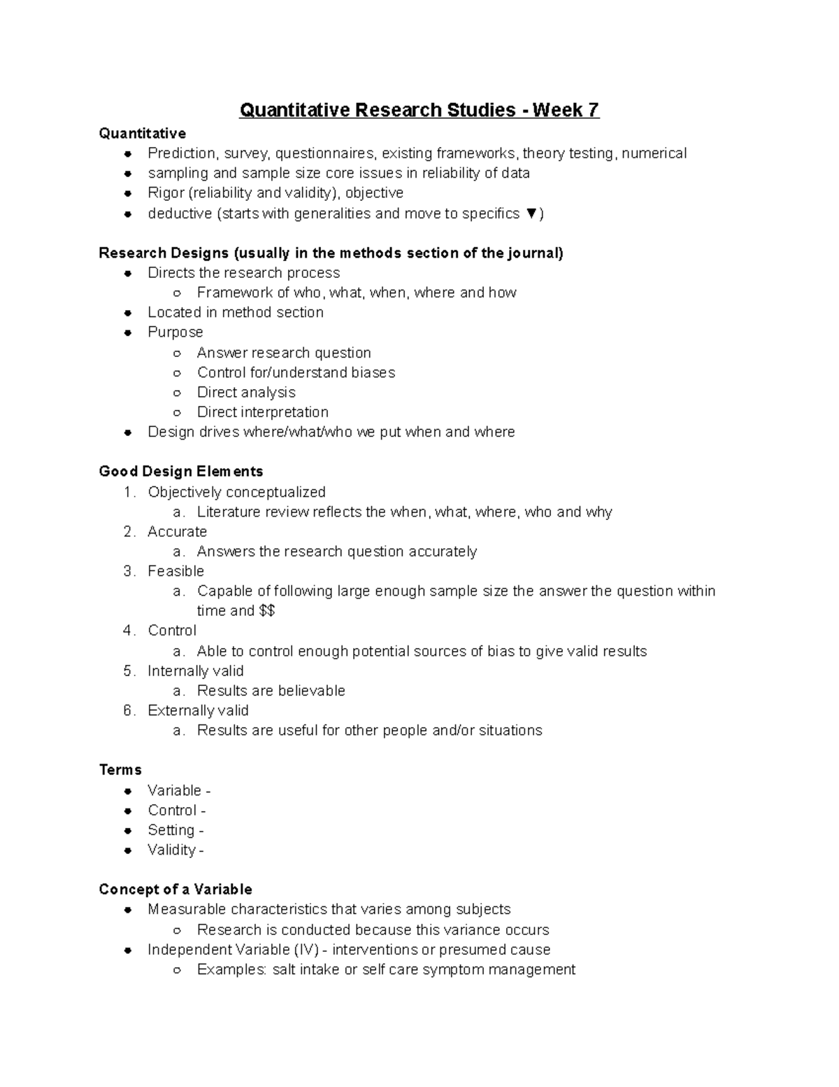Quantitative Research Studies - Objectively conceptualized a ...