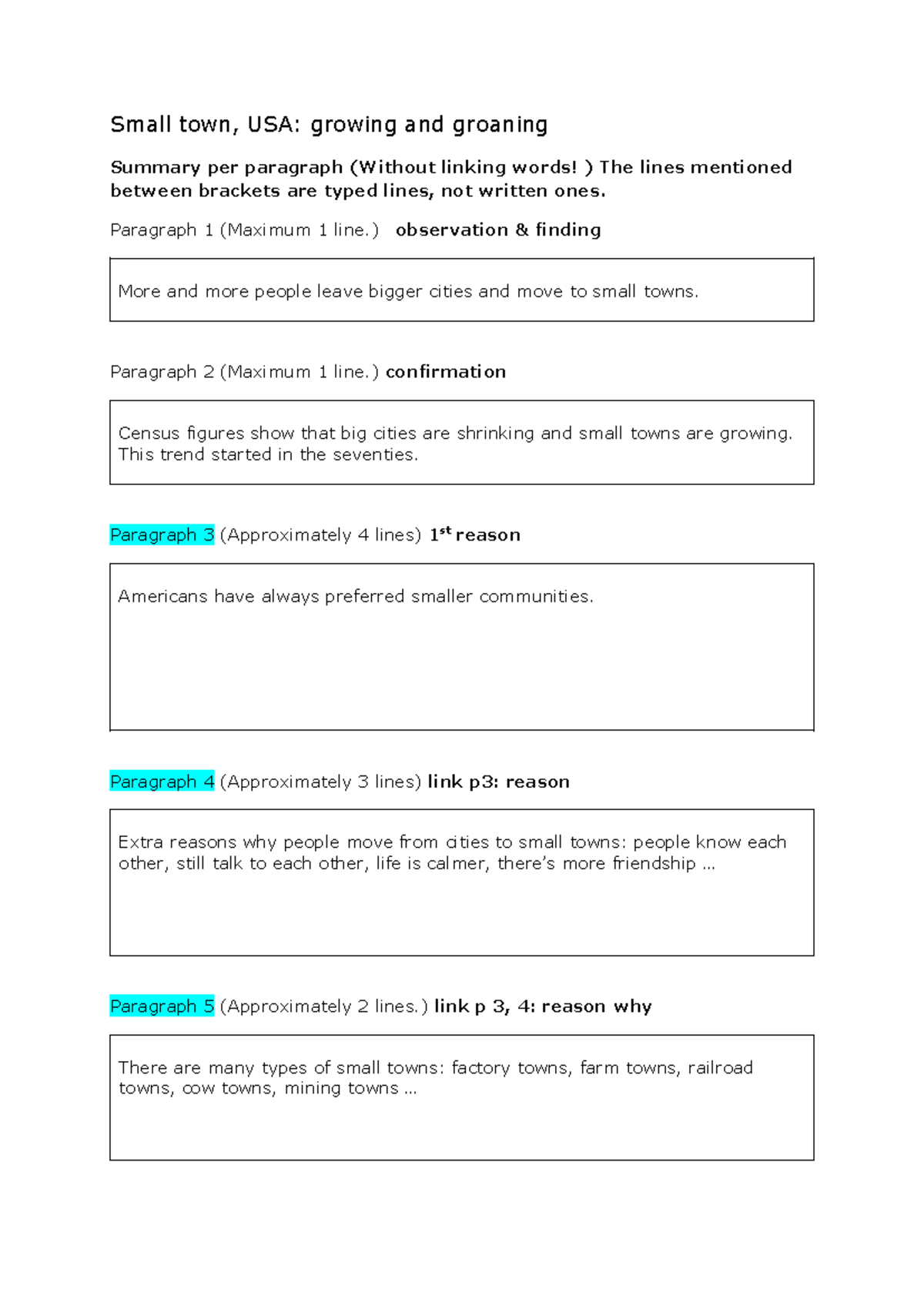 Small town USA scheme summary per paragraph - Small town, USA: growing ...