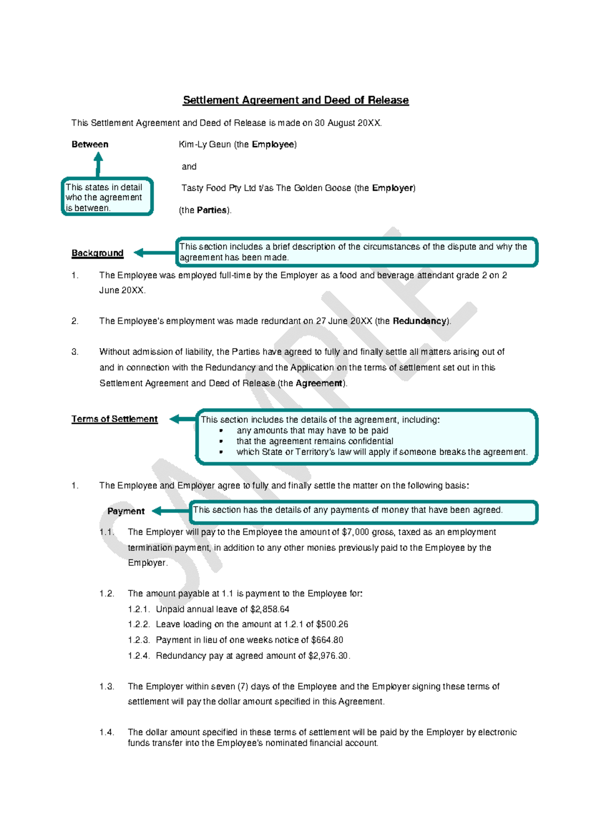 Sample - Deed of release - settlement before court - wages and ...