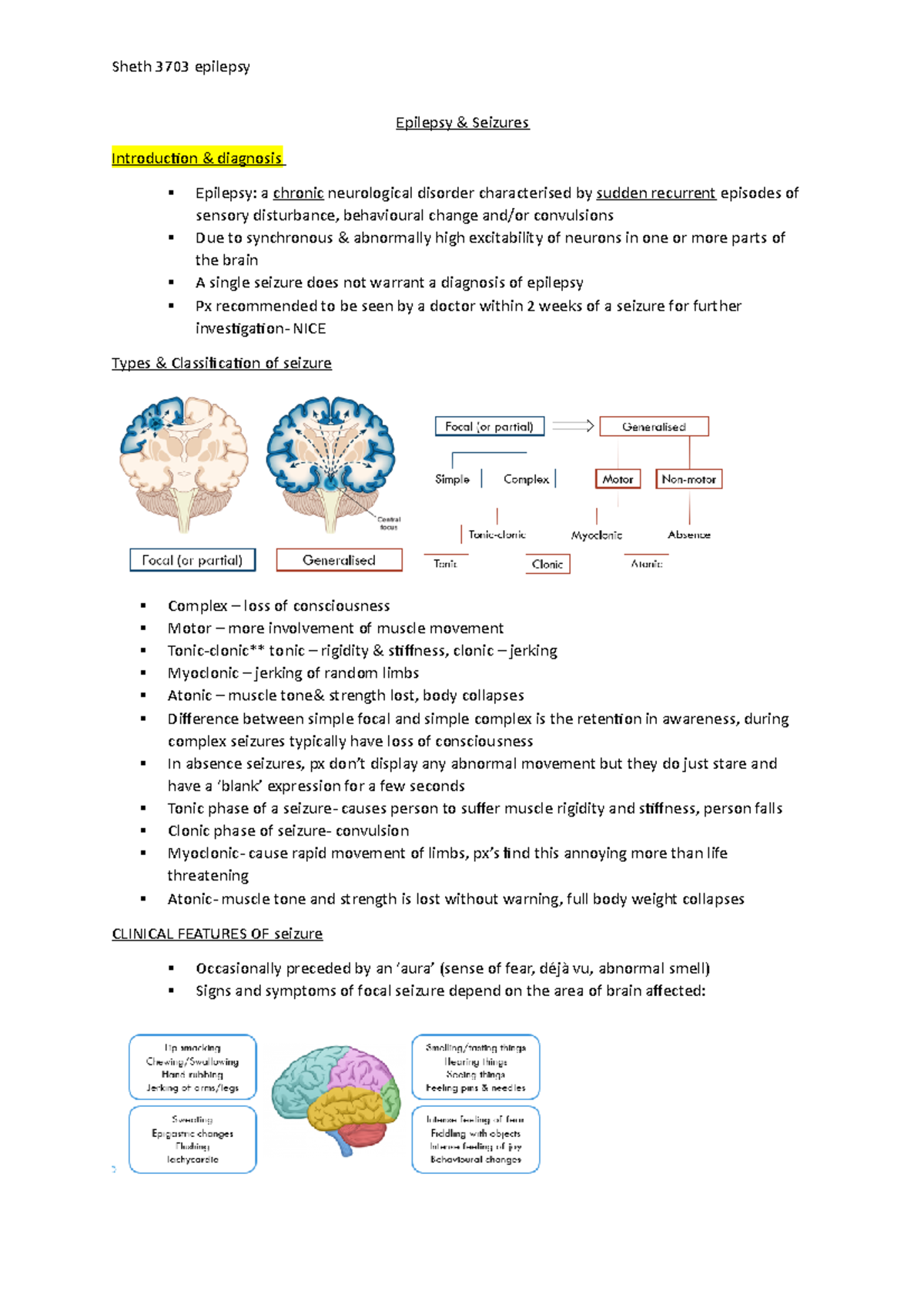 Epilepsy management - Lecture notes 1-4 - Epilepsy & Seizures ...