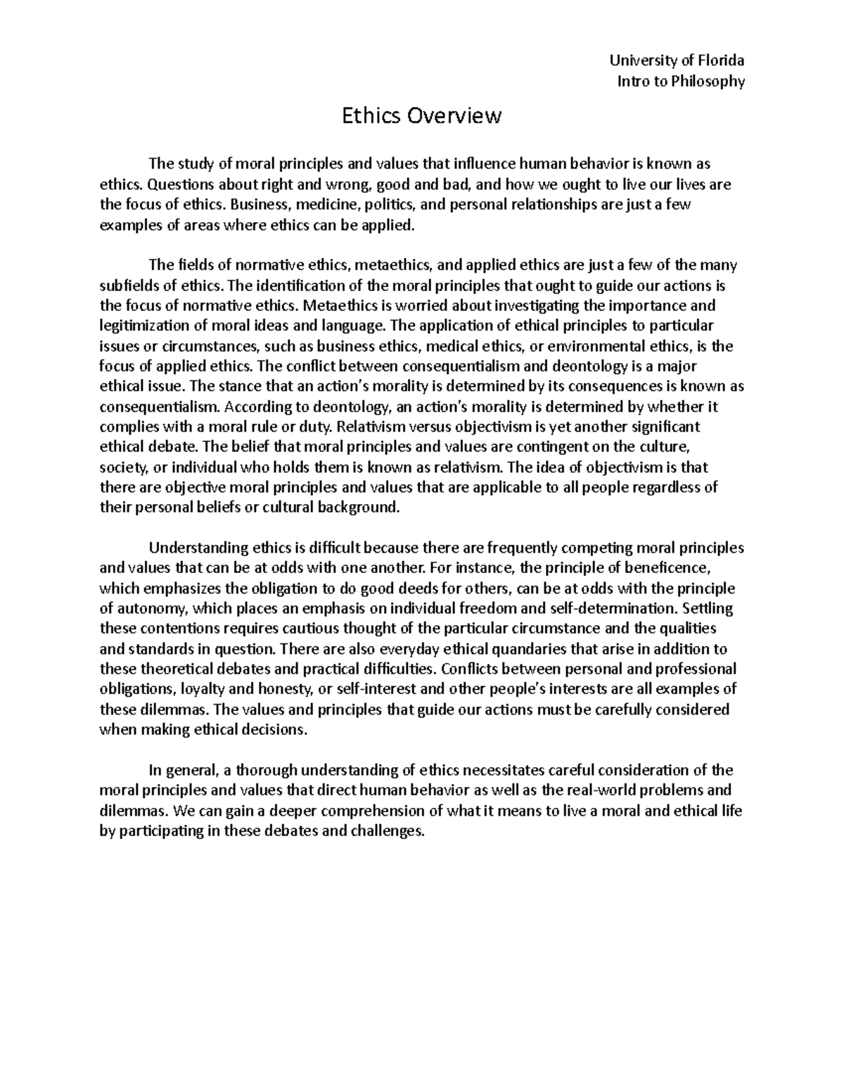 Ethics Overview - University of Florida Intro to Philosophy Ethics ...
