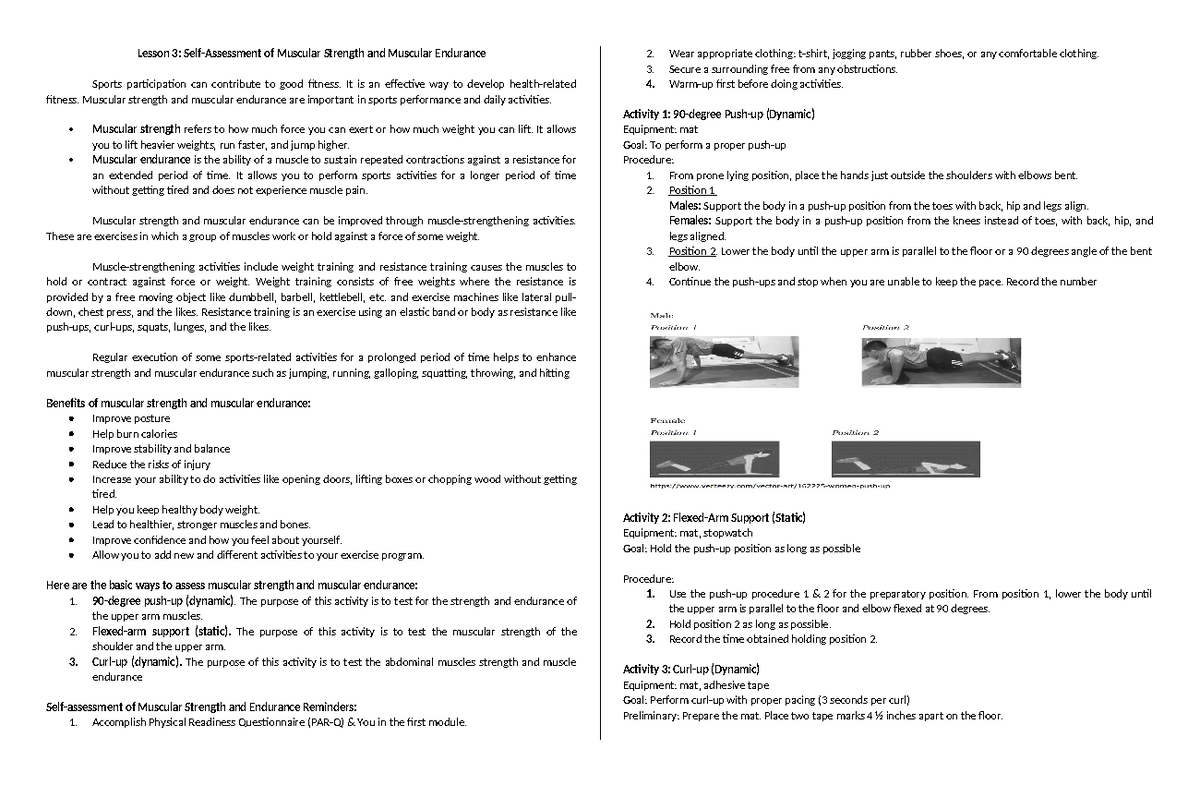 Lesson-3456 - Lesson 3: Self-Assessment of Muscular Strength and ...
