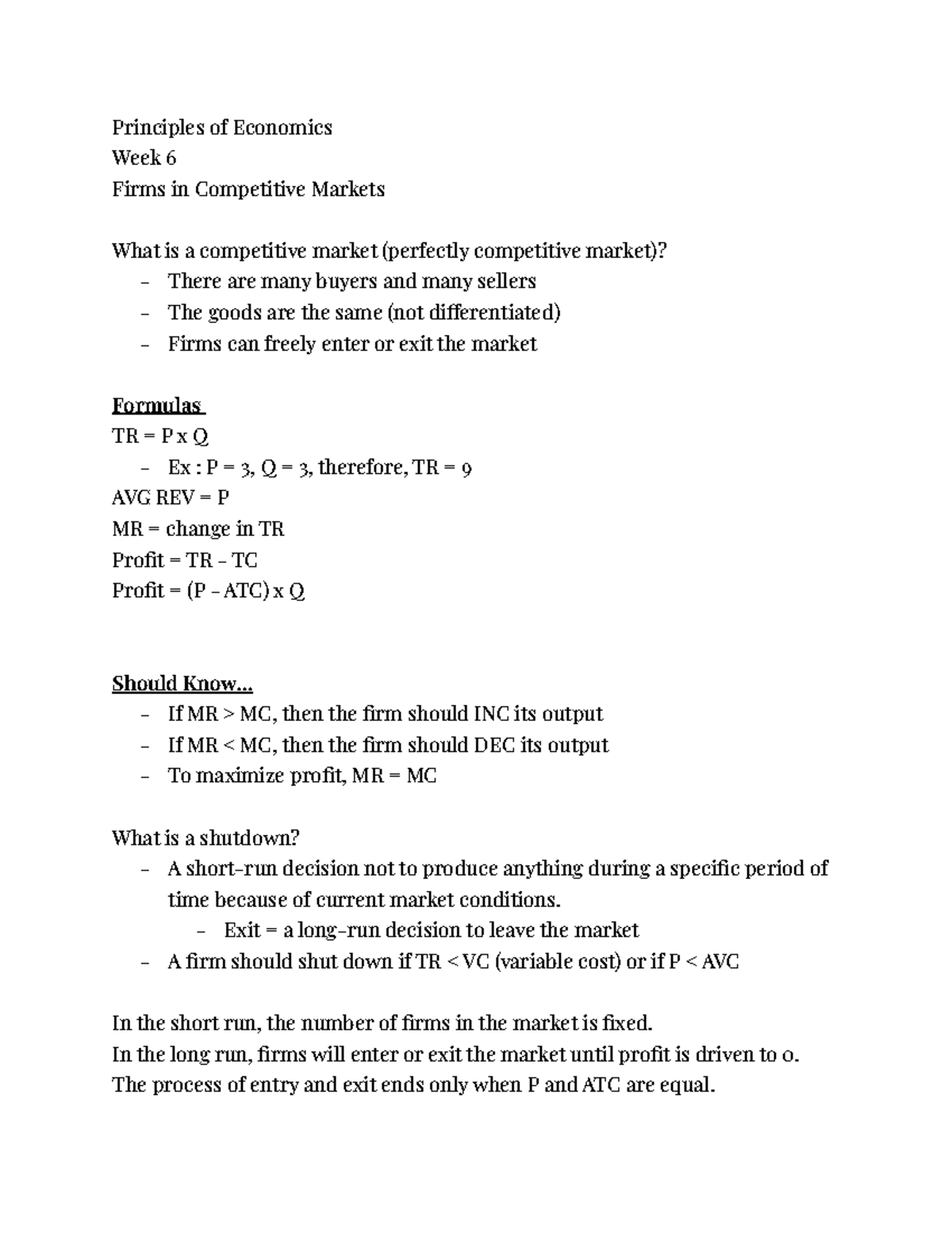 Principles of Economics Wk 6 - Principles of Economics Week 6 Firms in ...