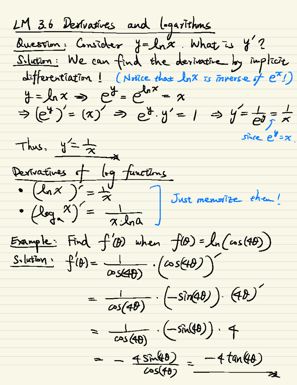 Section 3 - Derivatives and Logarithms - LM3-bdertvativesandlogartth ...