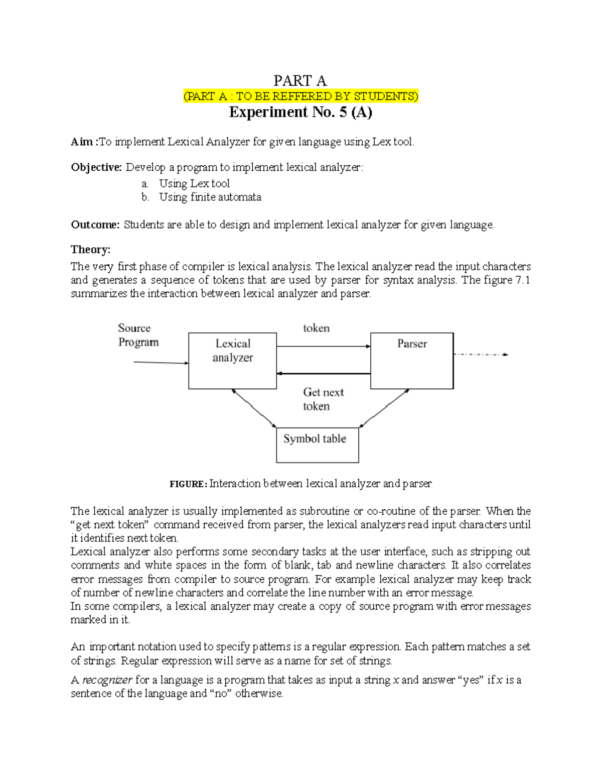A16 SPCC EXP 5 - exp 5 - PART A (PART A : TO BE REFFERED BY STUDENTS ...