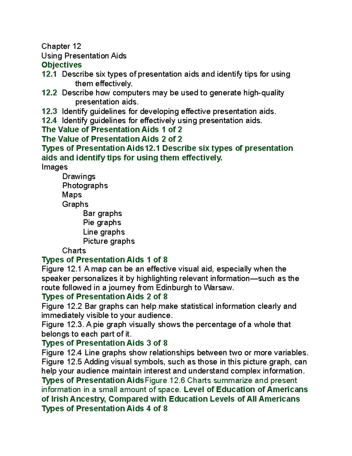 Chapter 12 - Objectives 12.1 Describe six types of presentation aids ...