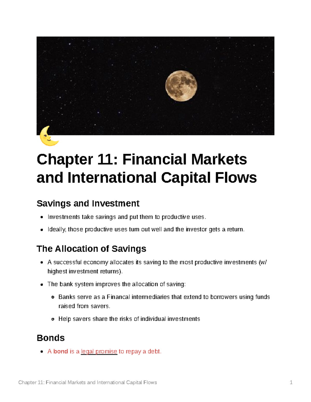 Chapter 11 Financial Markets and International Capital Flows - Ideally ...