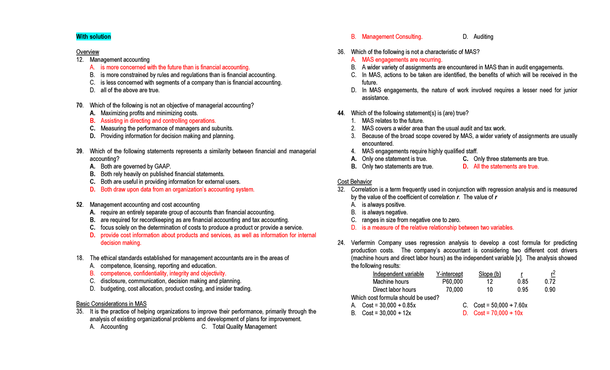 Management Advisory Services - With solution Overview 12. Management ...