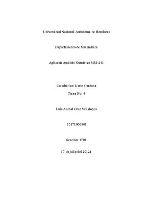 Guía de Ejercicios 1 Analisis Numerico IPAC 2020 - UNIVERSIDAD NACIONAL AUTONOMA DE HONDURAS ...
