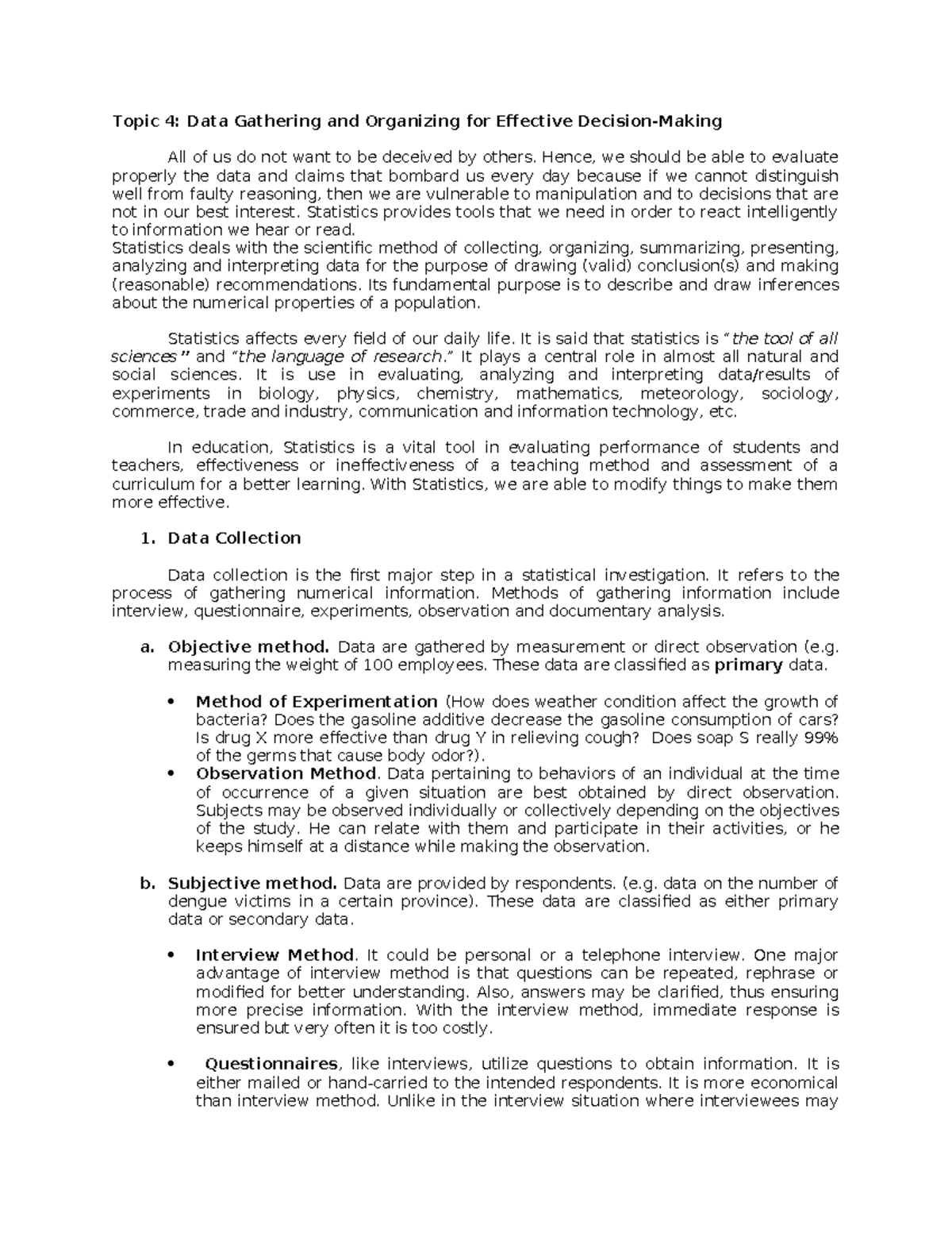 Topic-4 - math - Topic 4: Data Gathering and Organizing for Effective ...