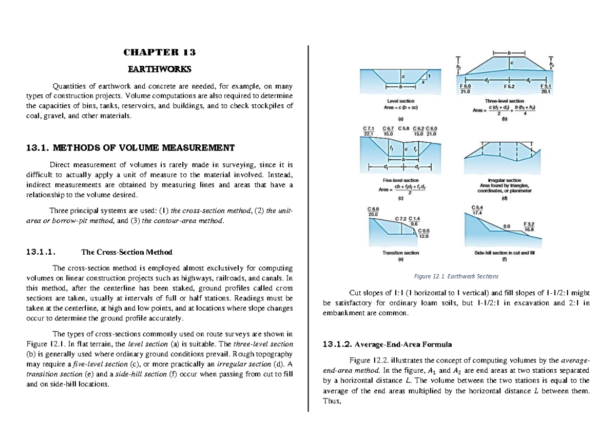 Module 13 - FOS - CHAPTER 13 EARTHWORKS Quantities of earthwork and ...