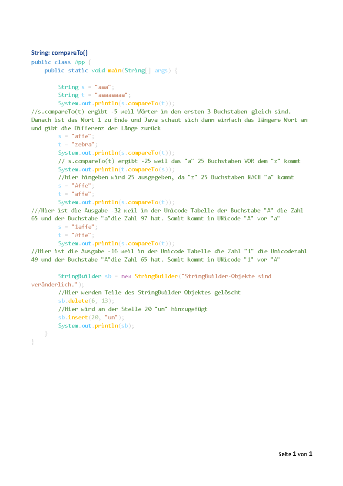 Code - String compare To() - String: compareTo() public class App ...