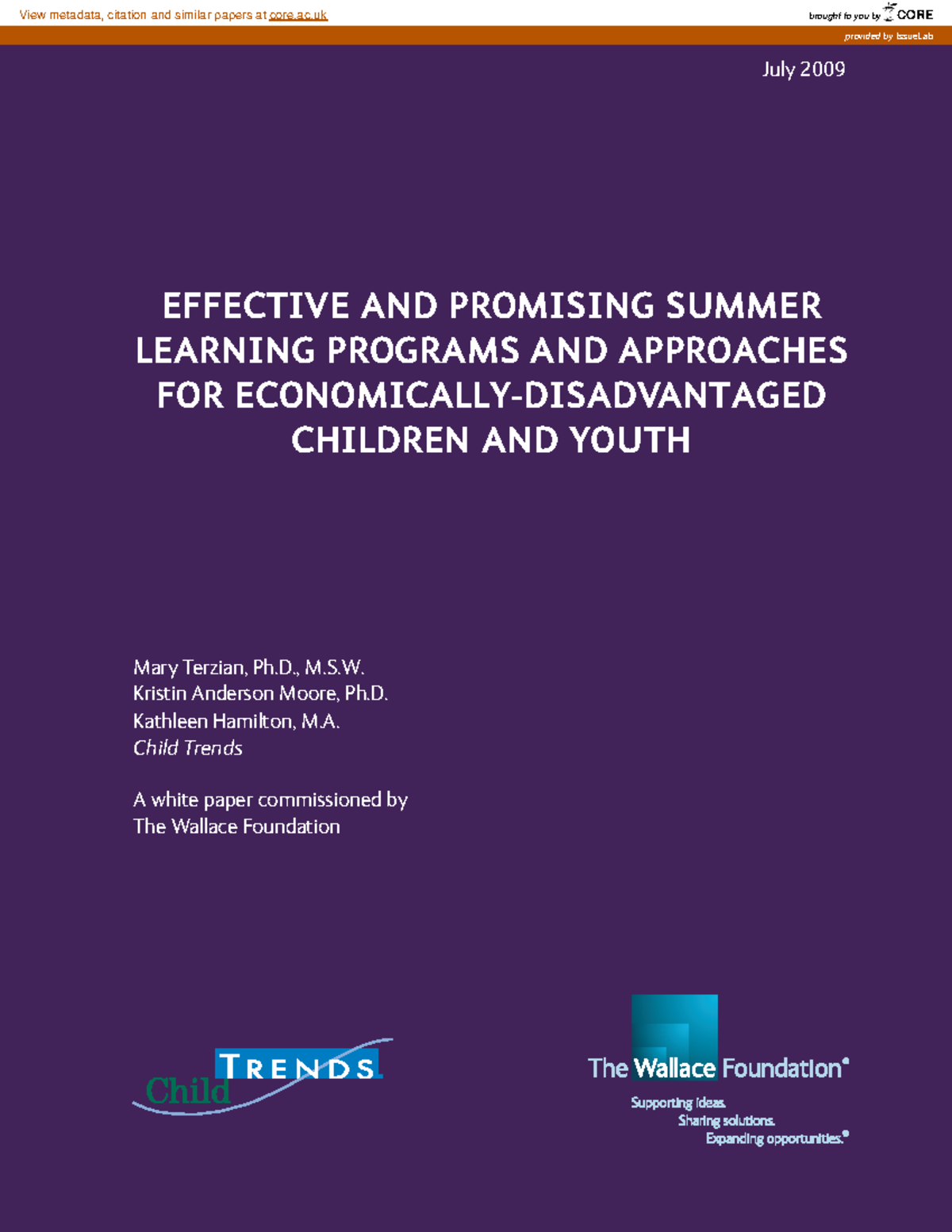 71347525 - Cours - EFFECTIVE AND PROMISING SUMMER LEARNING PROGRAMS AND ...