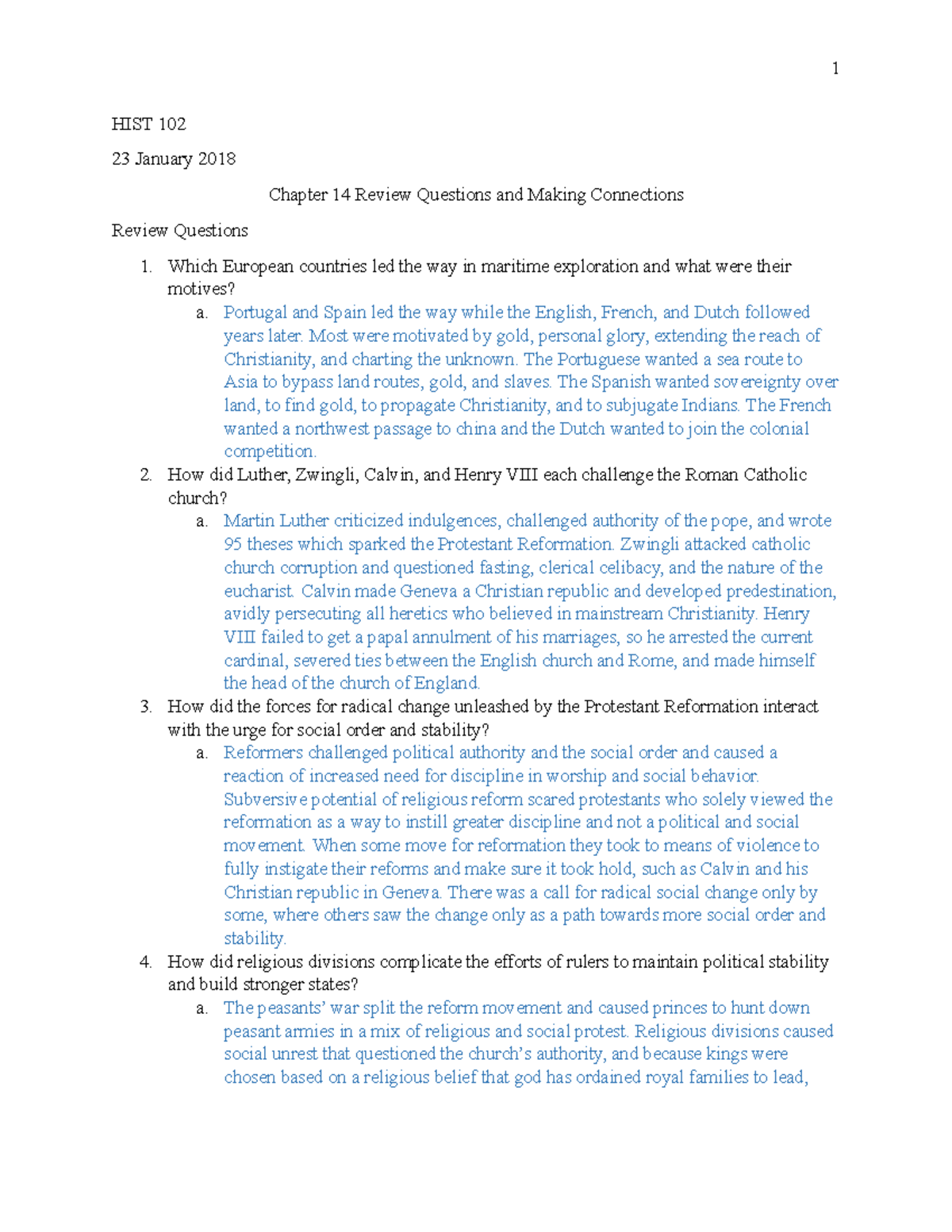 Chapter 14 - Rome homework. - 1 HIST 102 23 January 2018 Chapter 14 ...