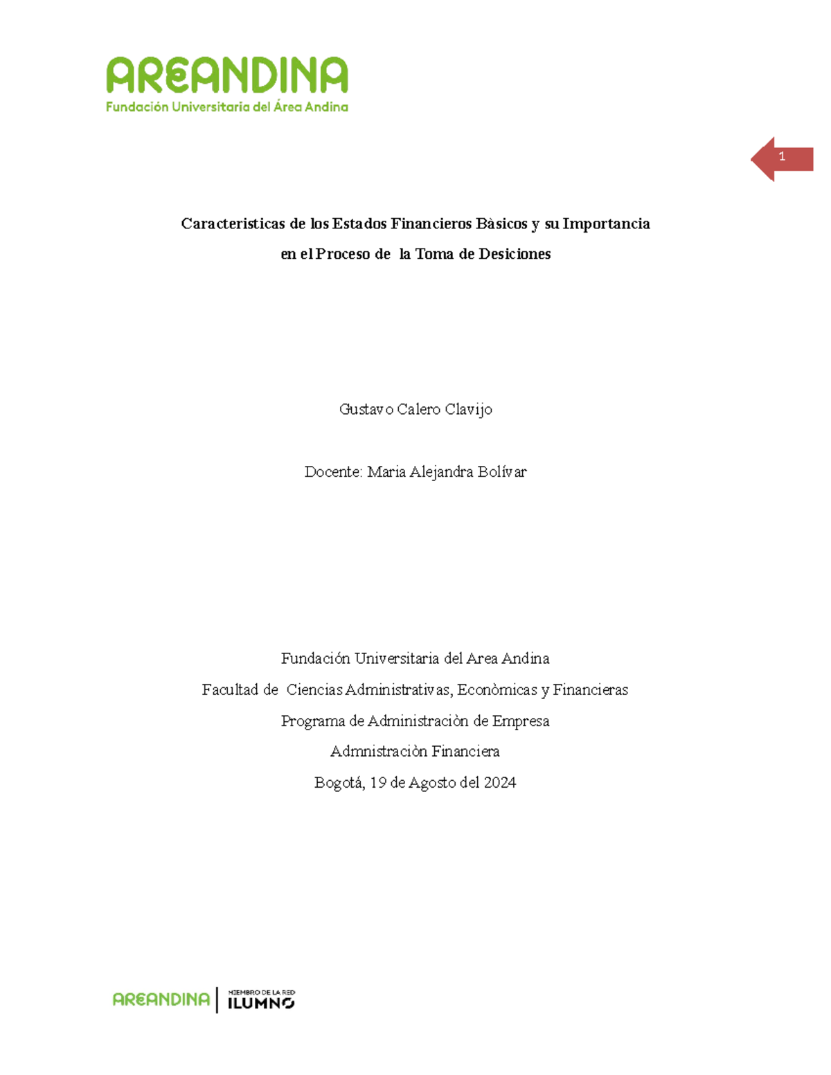 Trabajo DE Admon Financiera EJE 1 - Caracteristicas de los Estados ...