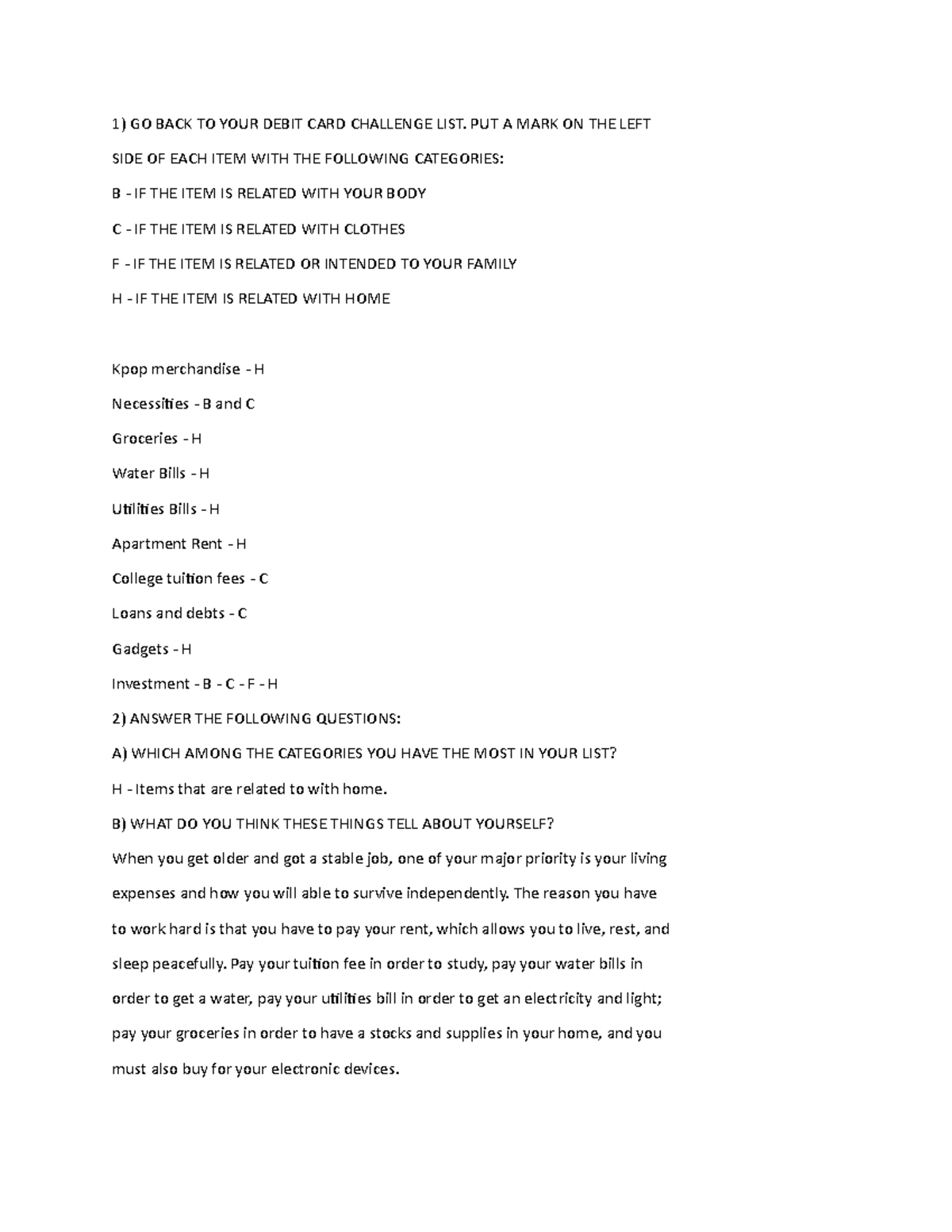 Ddffd - V MB,,B, - 1) GO BACK TO YOUR DEBIT CARD CHALLENGE LIST. PUT A ...