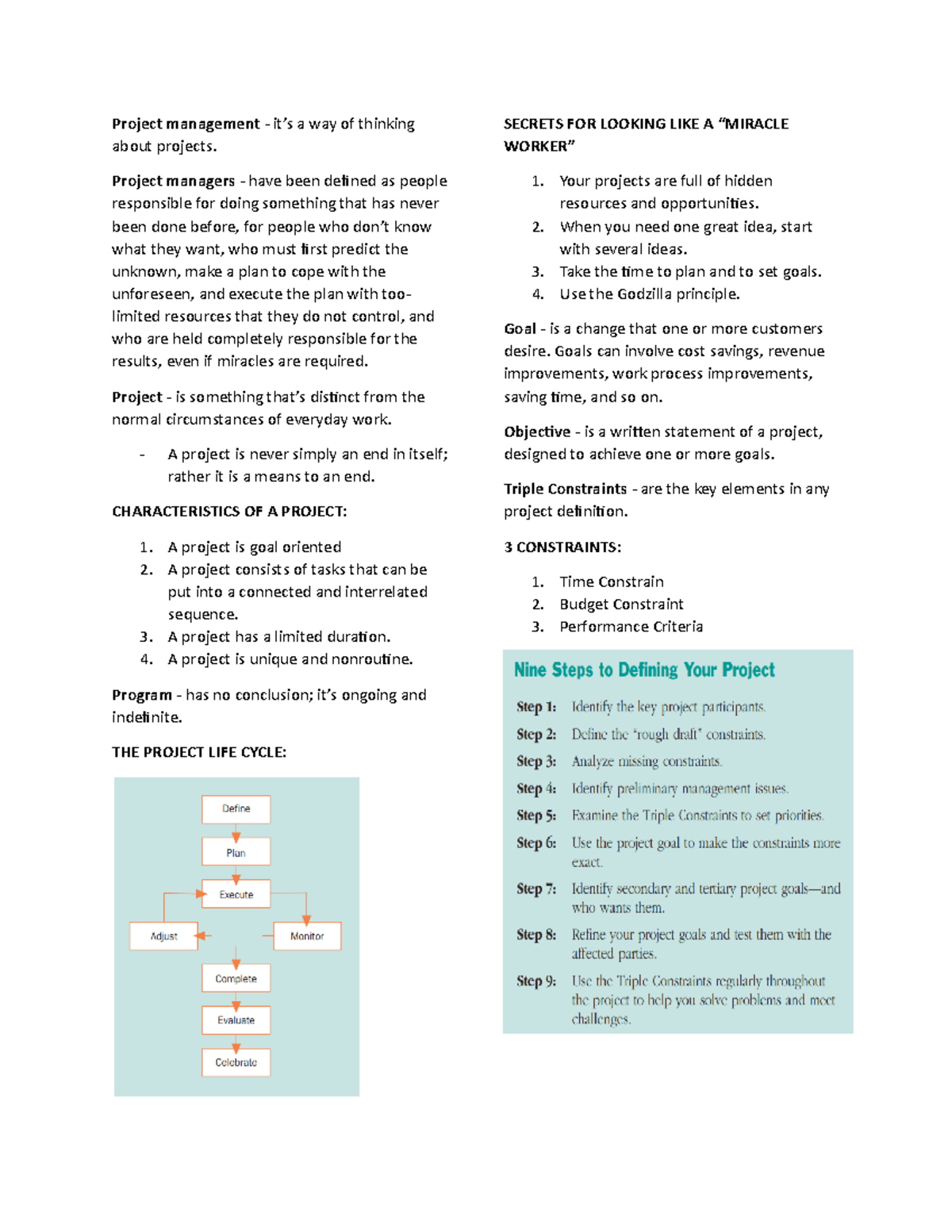 Project management (Notes) - Project management - it’s a way of ...