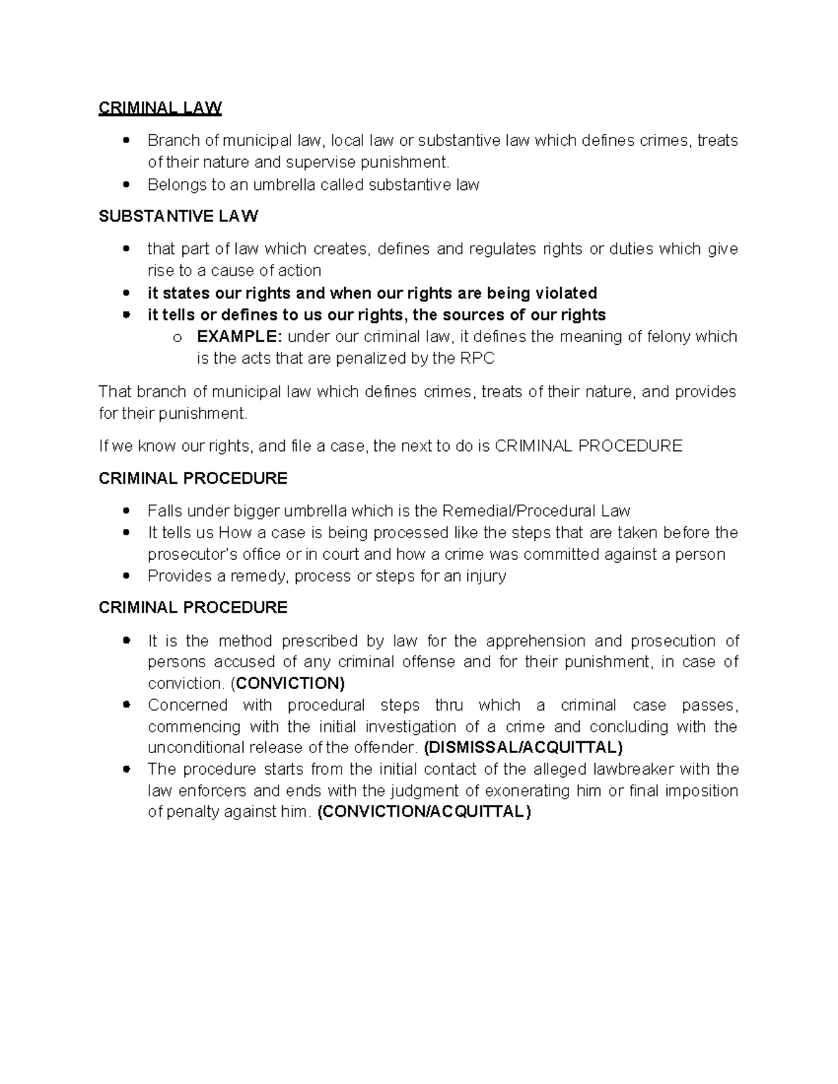 CLJ 7 ALL Notes - CRIMINAL LAW Branch of municipal law, local law or ...