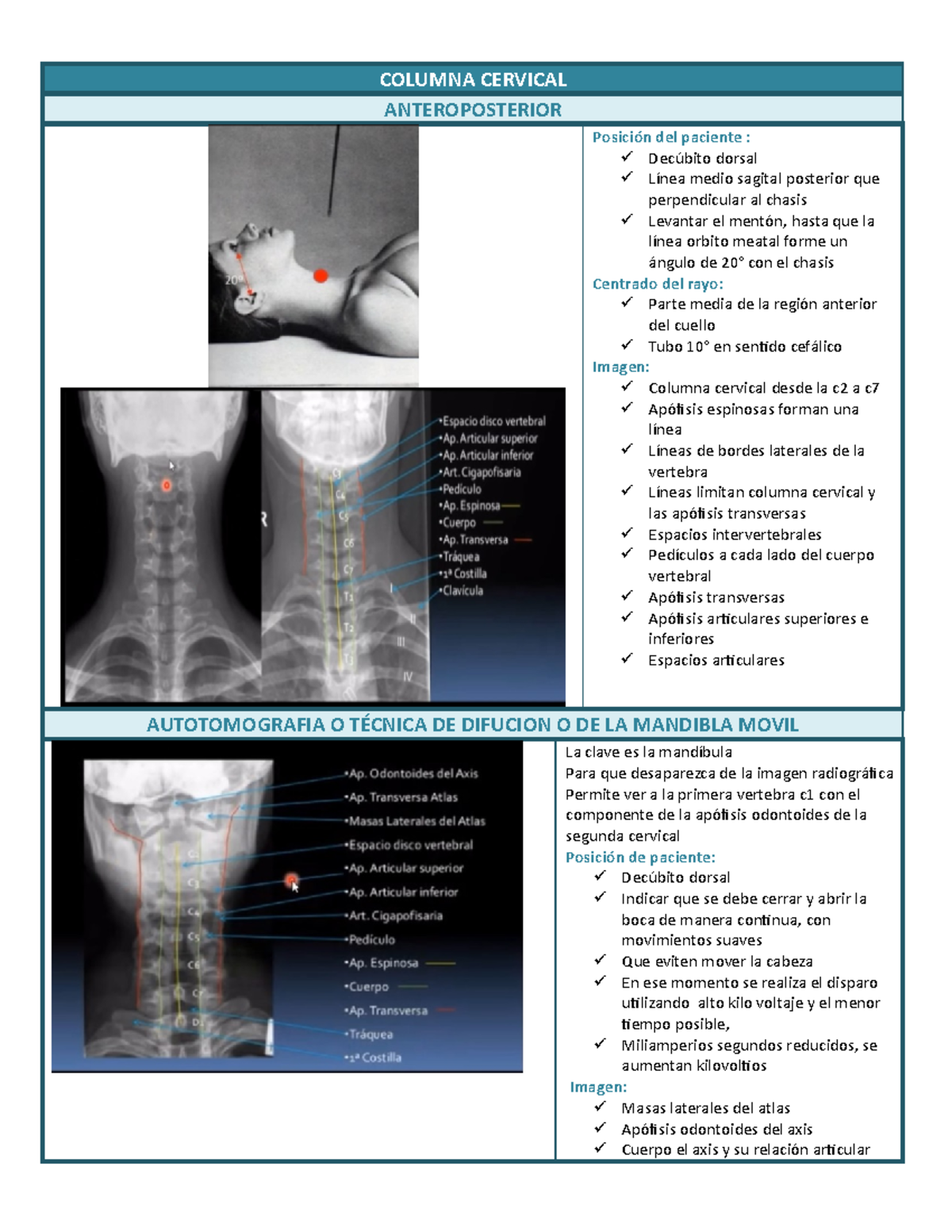 Columna cervical - proyecciones - COLUMNA CERVICAL ANTEROPOSTERIOR ...