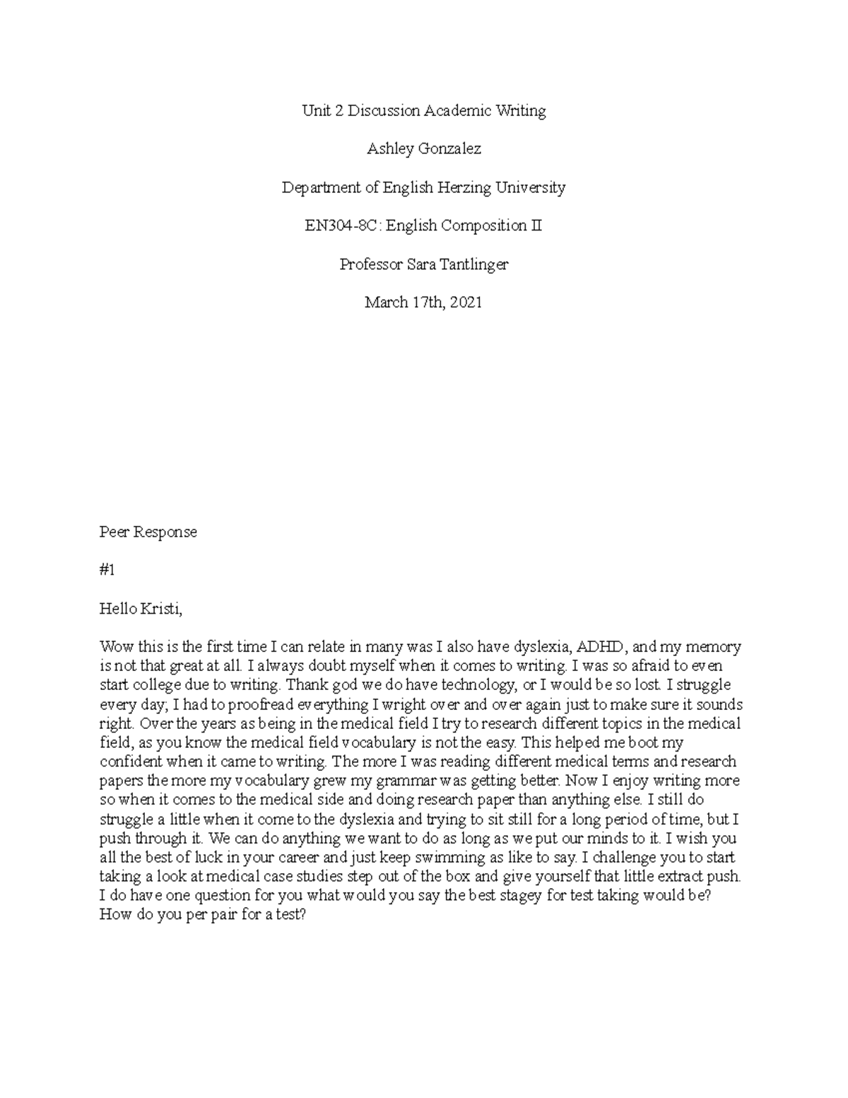 Unit 2 Discussion Academic Writing - Unit 2 Discussion Academic Writing ...