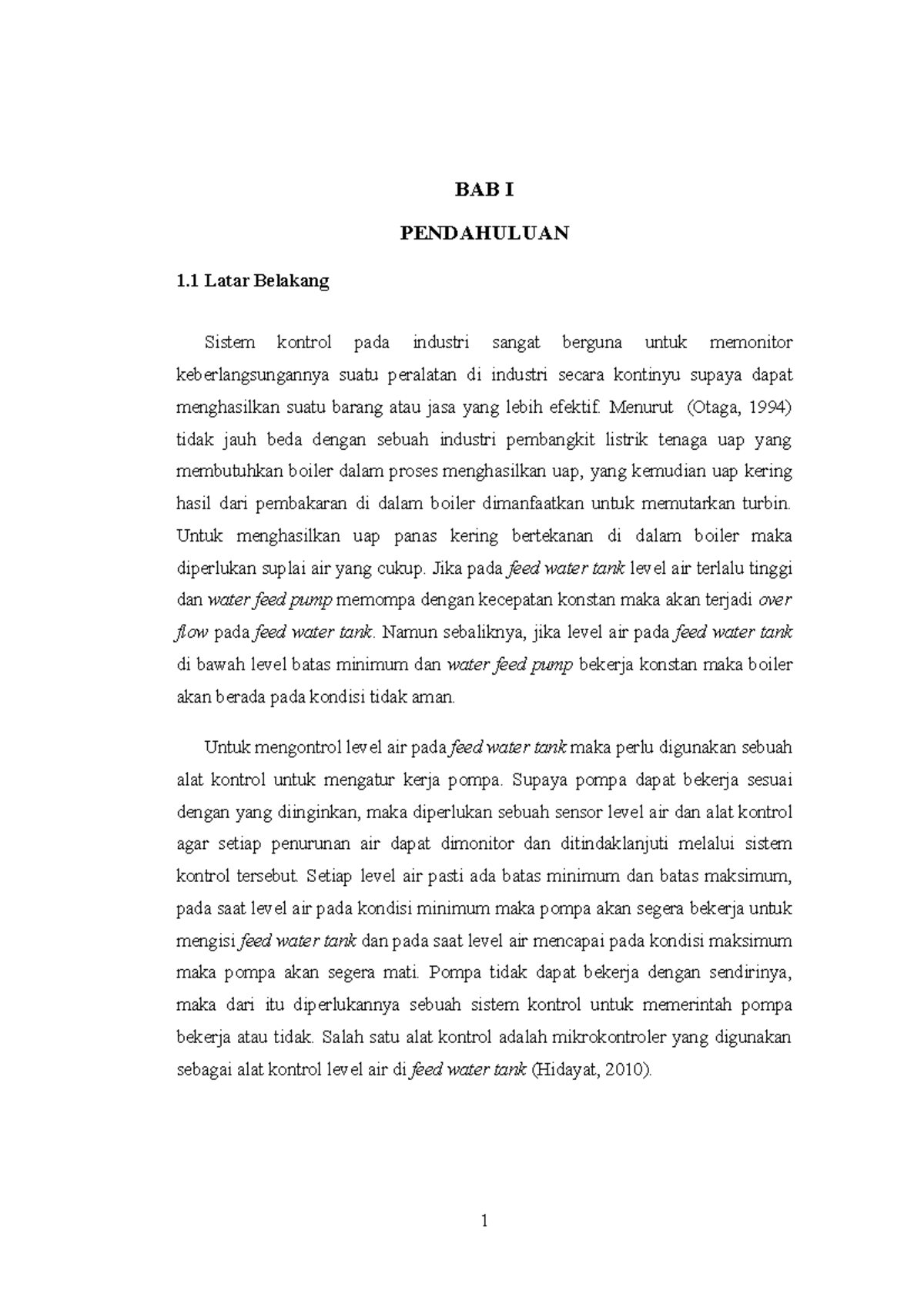 Makalah sensor level - BAB I PENDAHULUAN 1 Latar Belakang Sistem ...