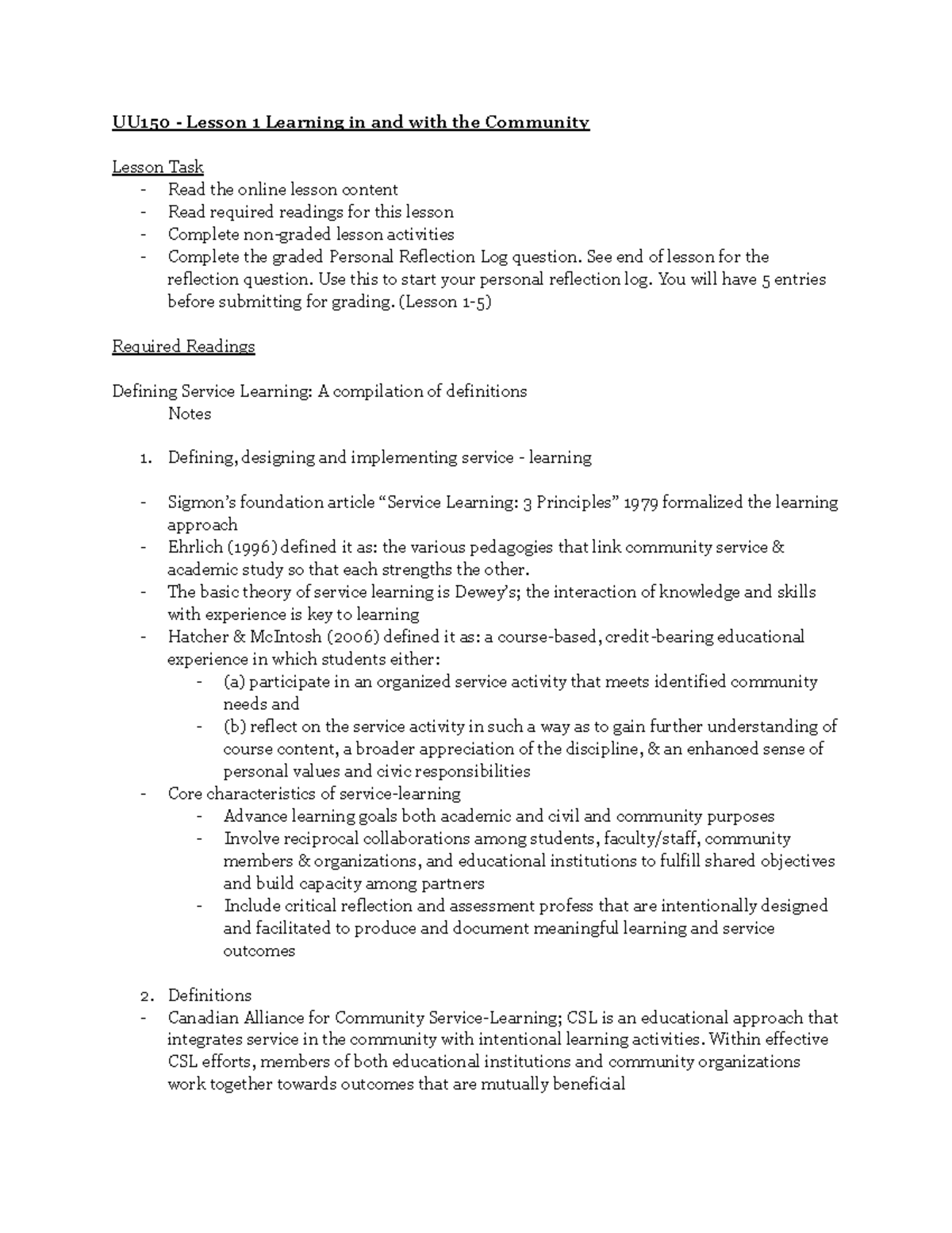 UU150 - Module 1 Lesson Notes - UU150 - Lesson 1 Learning in and with ...