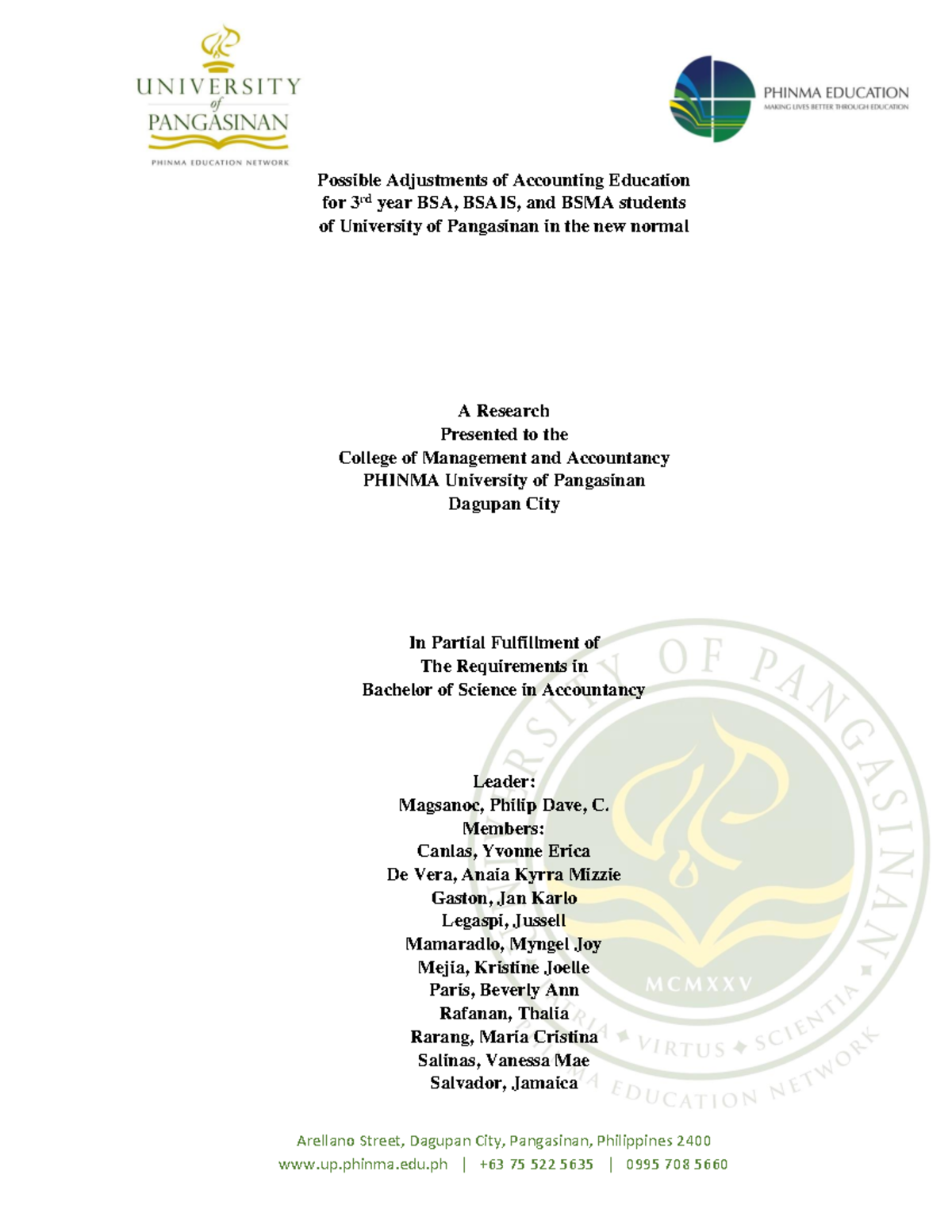 Research Sample Chapter 1 & 2 Accounting - Accountancy - Studocu