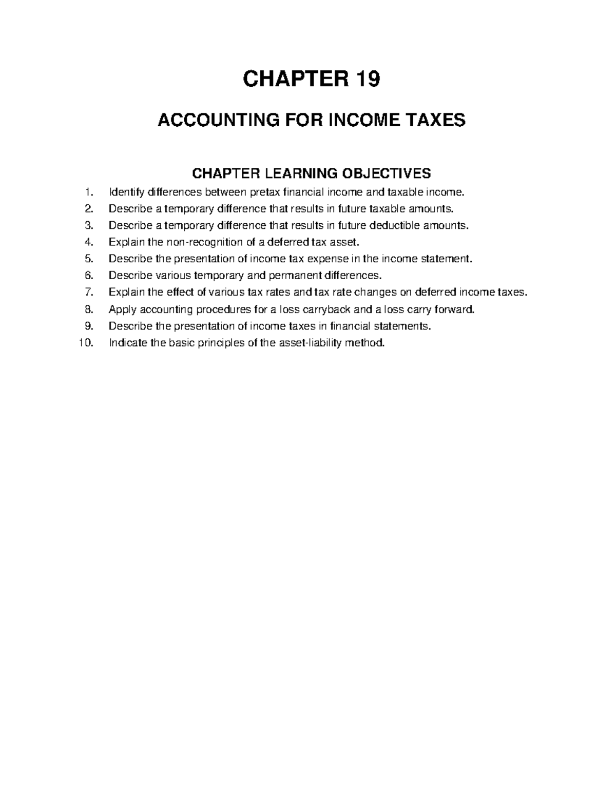 Accounting FOR Income Taxes-highlighted - CHAPTER 19 ACCOUNTING FOR ...