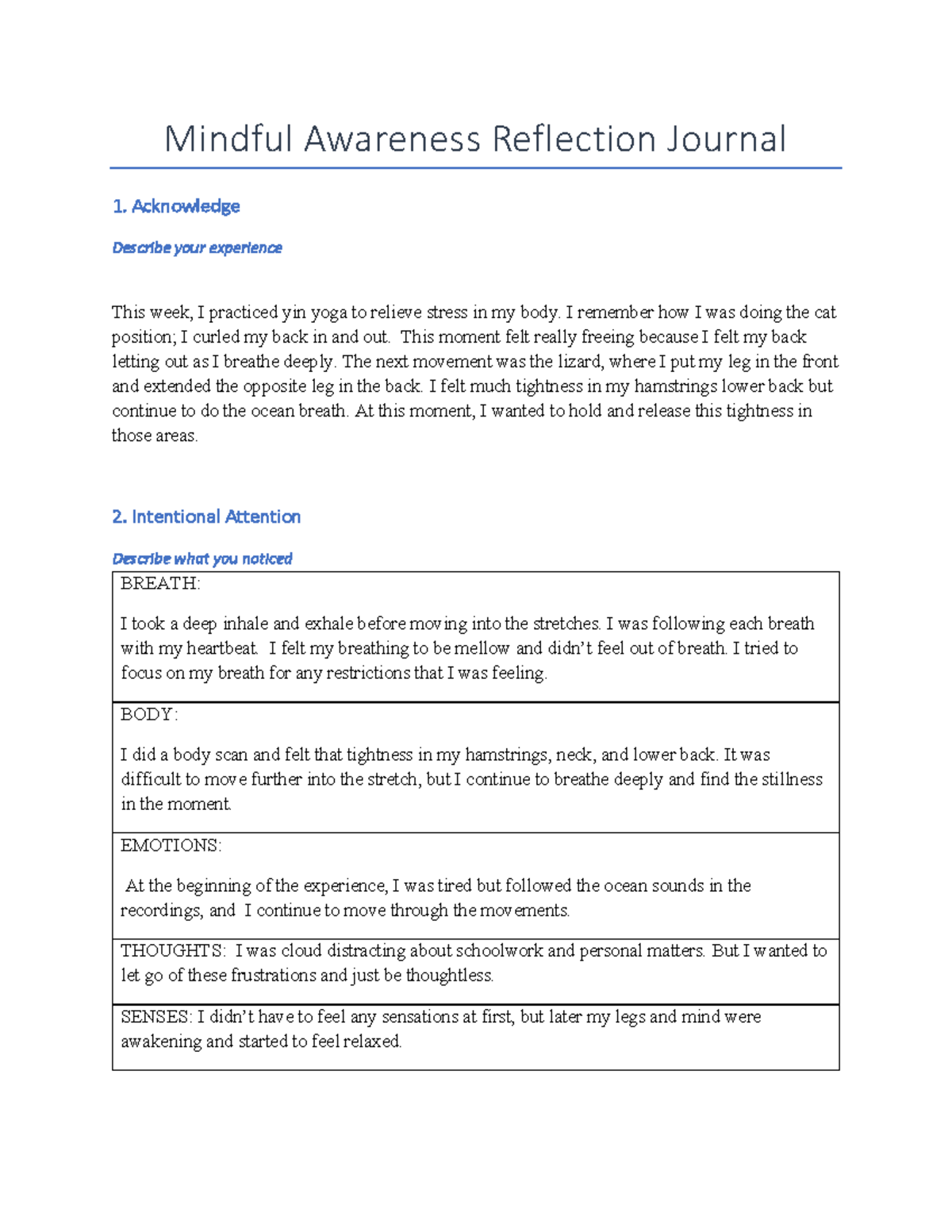SWU250- S22- Mindful Awareness Discussion 4 - Mindful Awareness ...