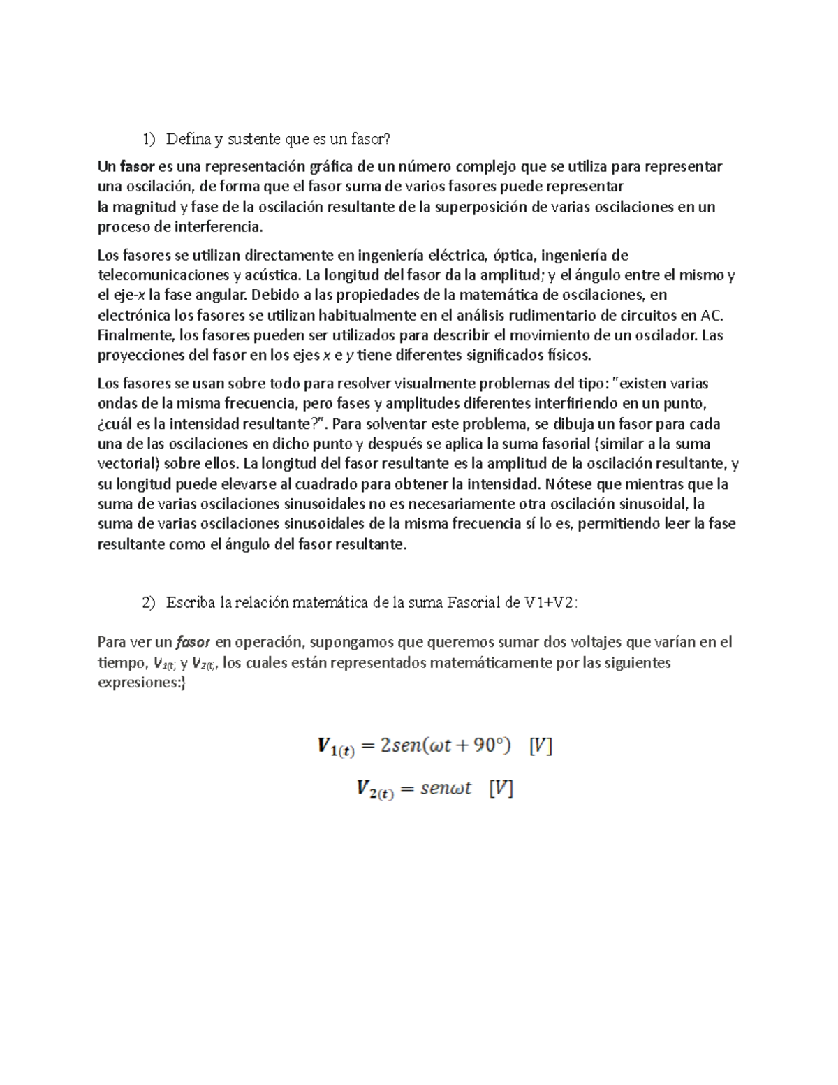 Defina y sustente que es un fasor - Los fasores se utilizan ...