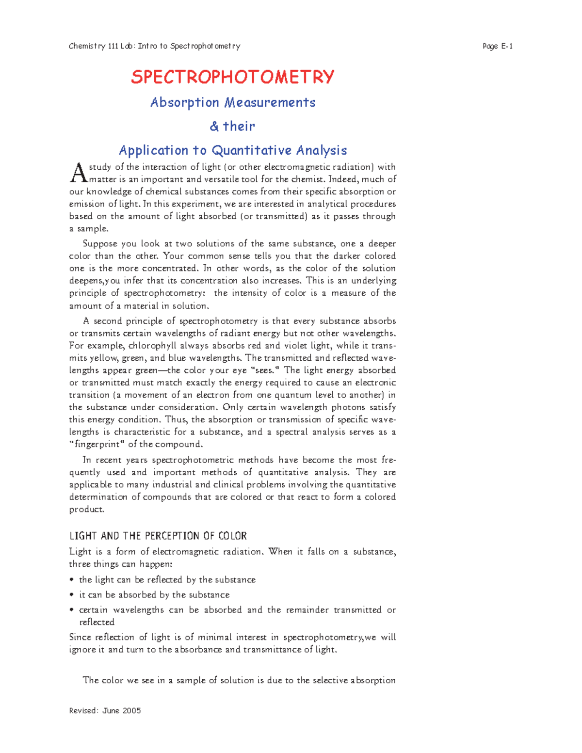 Spectrophotometry - It's about spectometry - SPECTROPHOTOMETRY Absorption Measurements & their ...