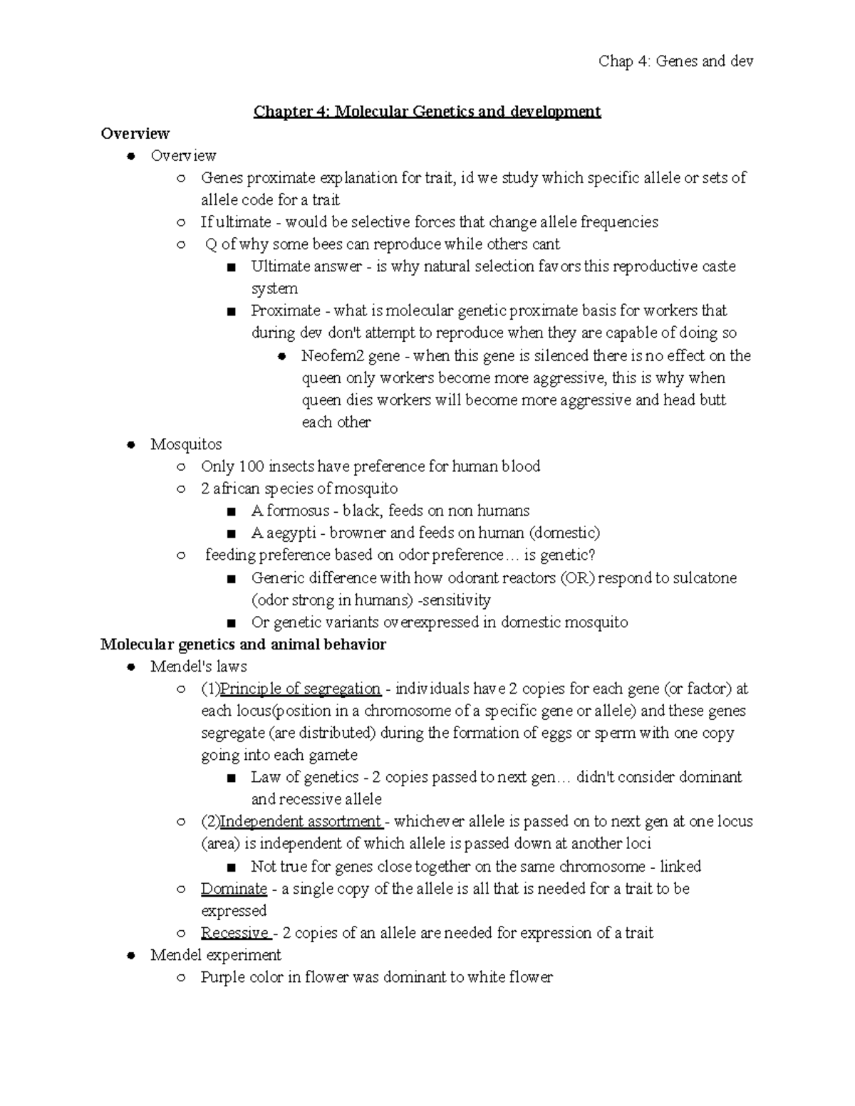 Chapter 4 Molecular Genetics and development - Chapter 4: Molecular ...