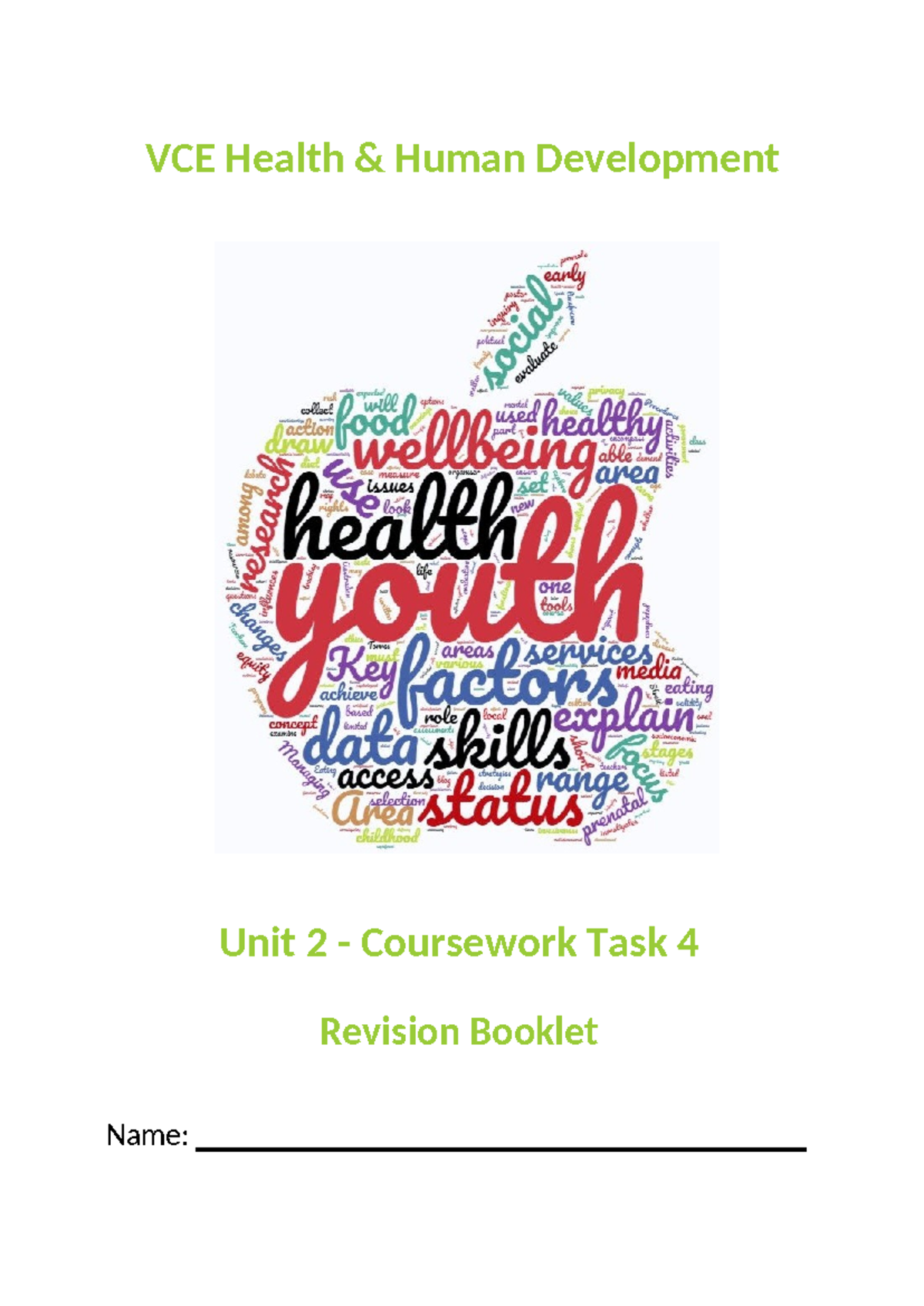 HHD Task 4 Revision Booklet - VCE Health & Human Development Unit 2 ...