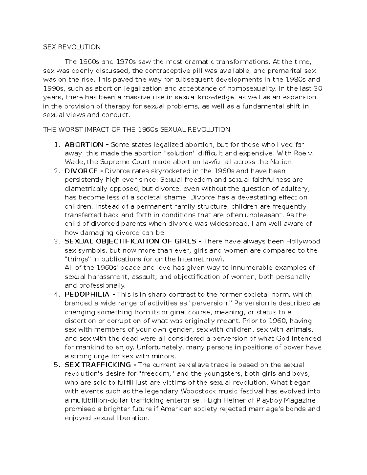 Worst Impact of the 1960s Sex Revolution - SEX REVOLUTION The 1960s and ...