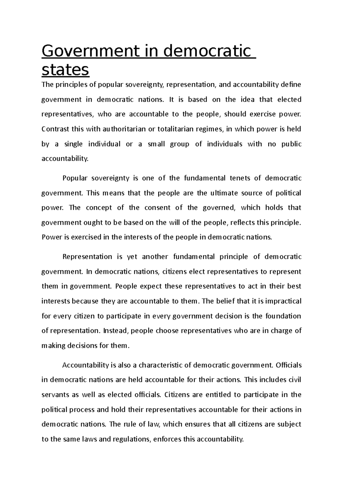 Government in democratic states - Government in democratic states The ...