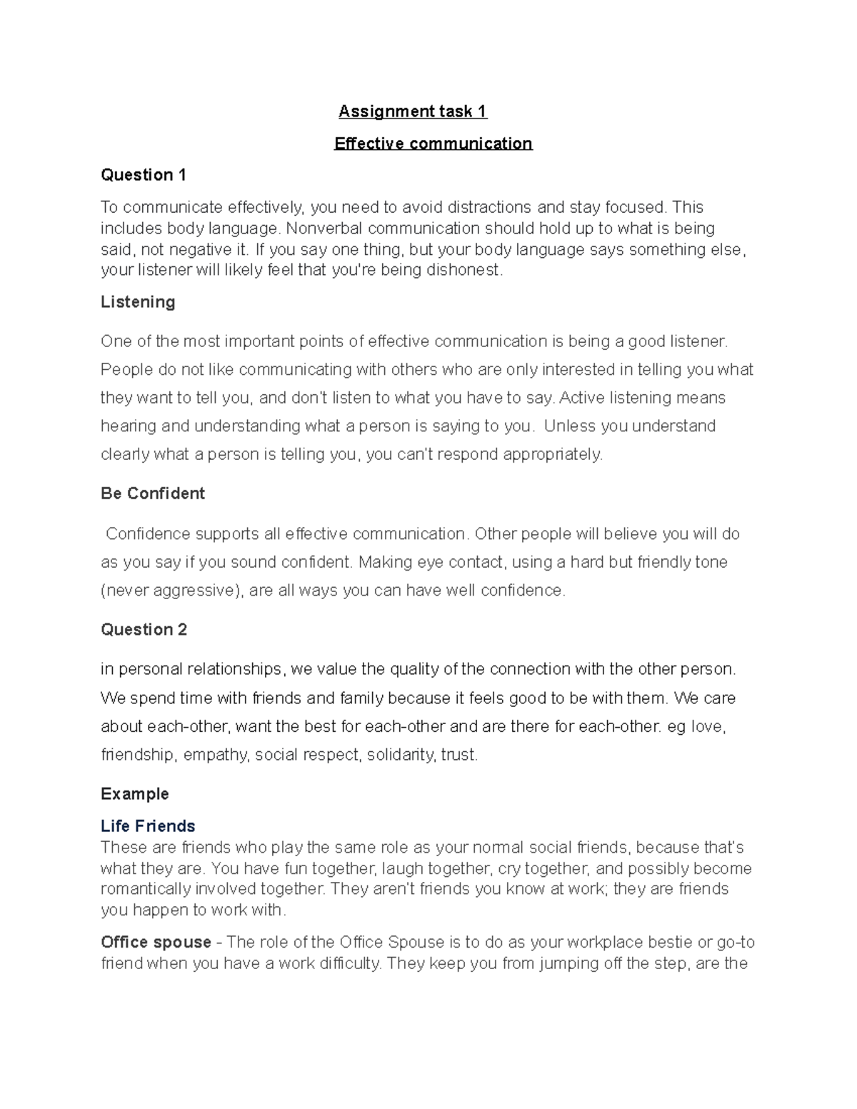 Effective communication - Copy - Assignment task 1 Effective ...