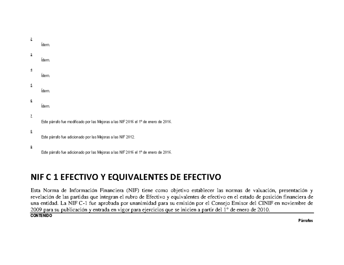 NIF 2023 (C-1) - NIF actualizadas - 2 Ídem. 3 Ídem. 4 Ídem. 5 Ídem. 6 ...