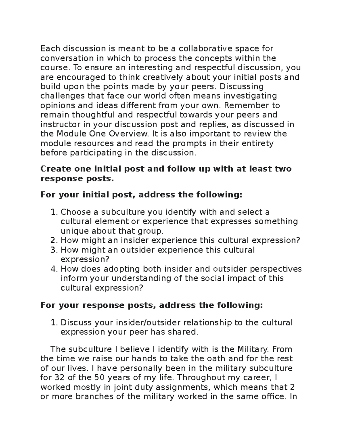 Discussion 4 - Each discussion is meant to be a collaborative space for ...