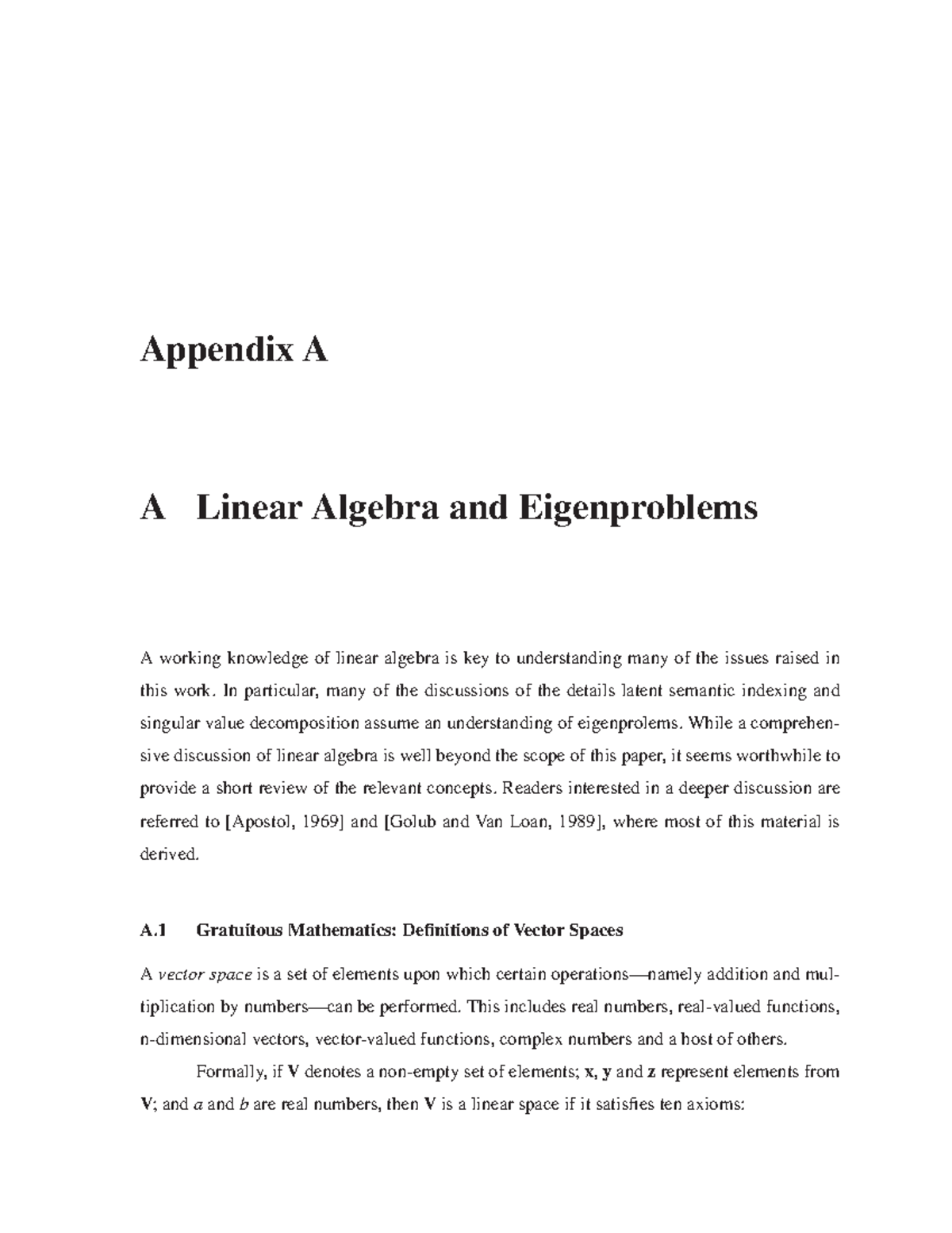 Eigenproblems - notes on eigenvalues - Appendix A A Linear Algebra and ...