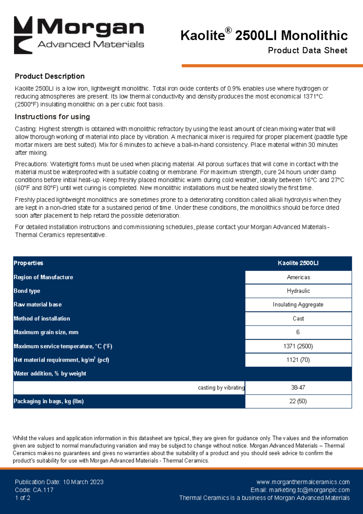 Kaolite-2500li eng - estudiando - morganthermalceramics Email ...