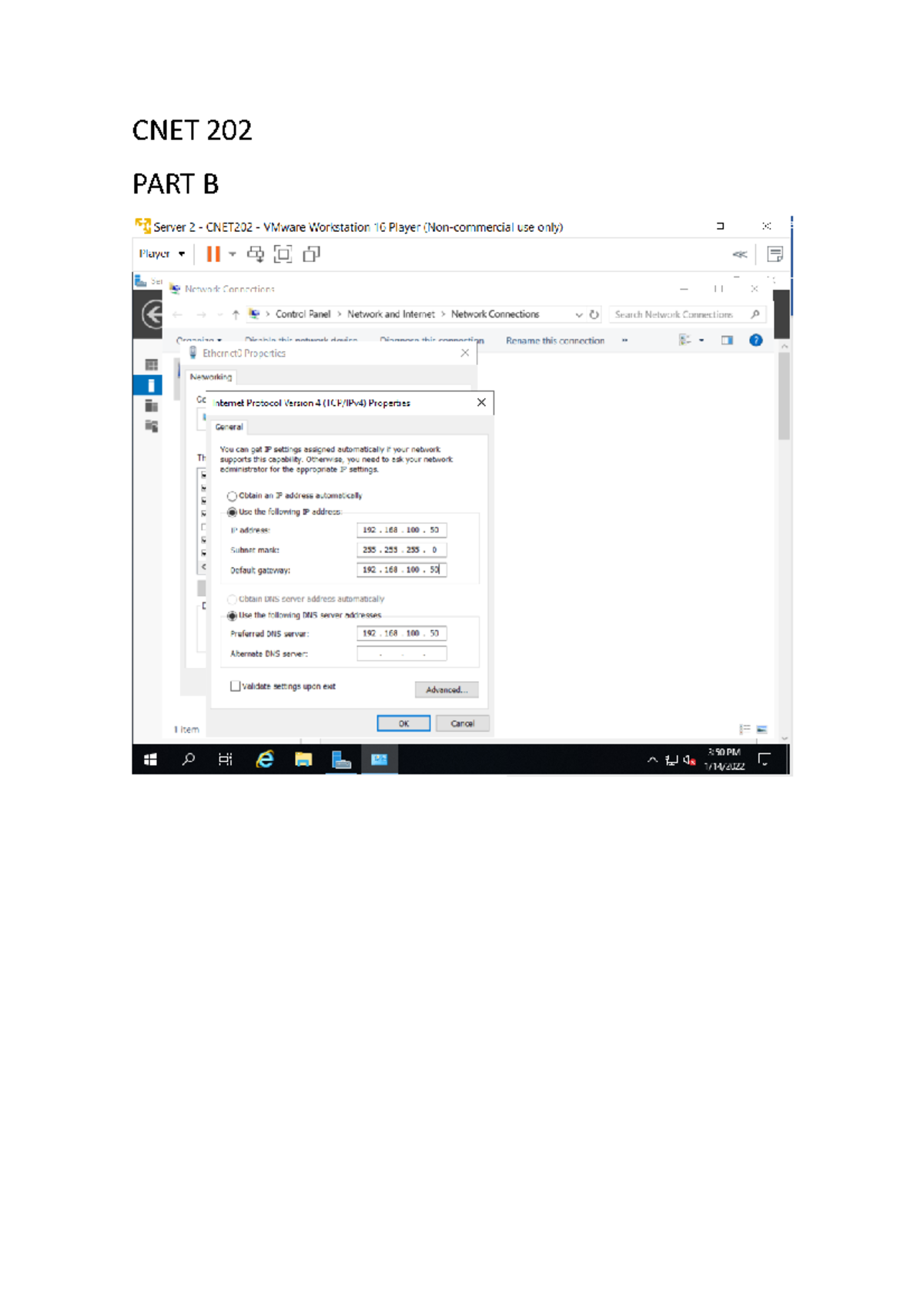 LAB 1 - lab 1 - CNET202 - CNET 202 PART B PART C PART D - Studocu