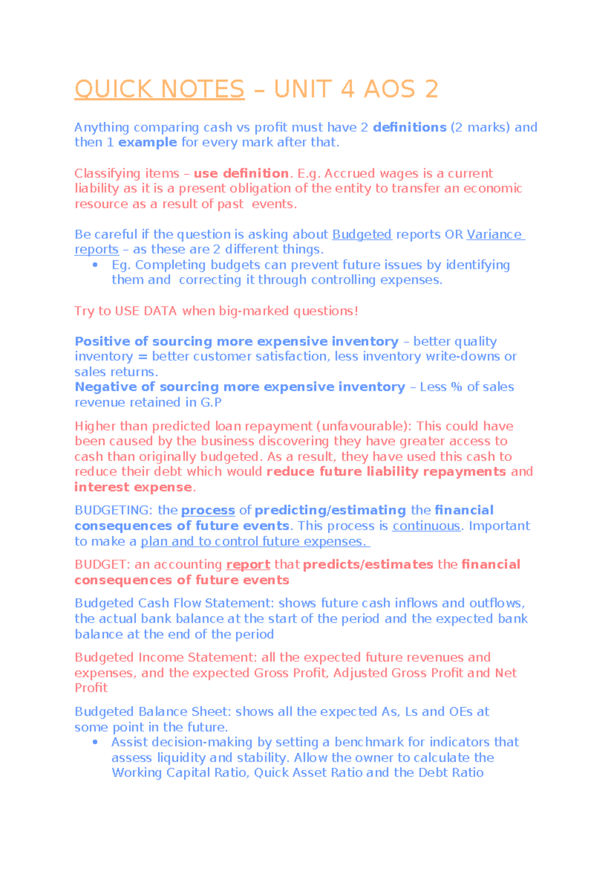 UNIT 4 AOS 2 quick notes - QUICK NOTES – UNIT 4 AOS 2 Anything ...