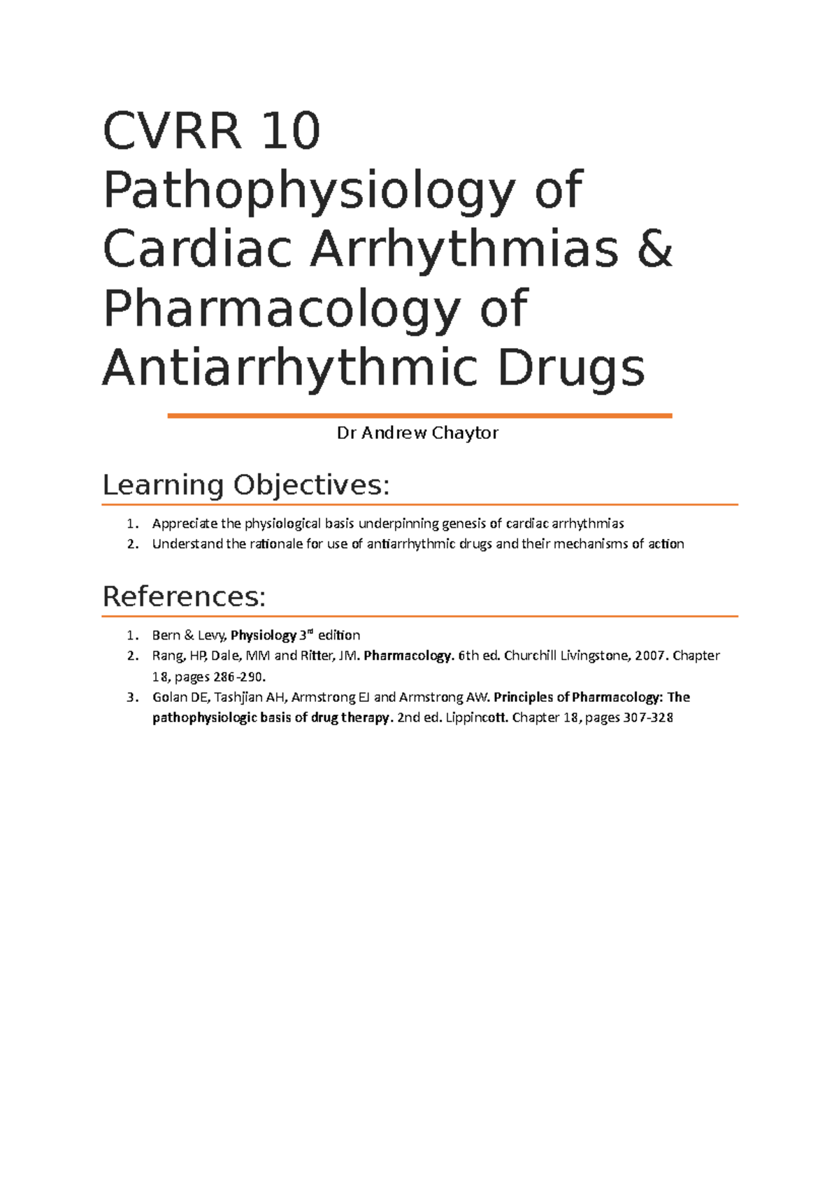 CVRR 10 Pathophysiology of Cardiac Arrhythmias - CVRR 10 ...