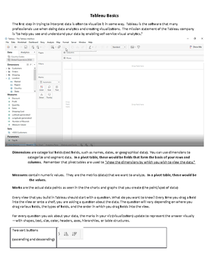 Tableau Basics - Tableau Basics The first step in trying to interpret ...