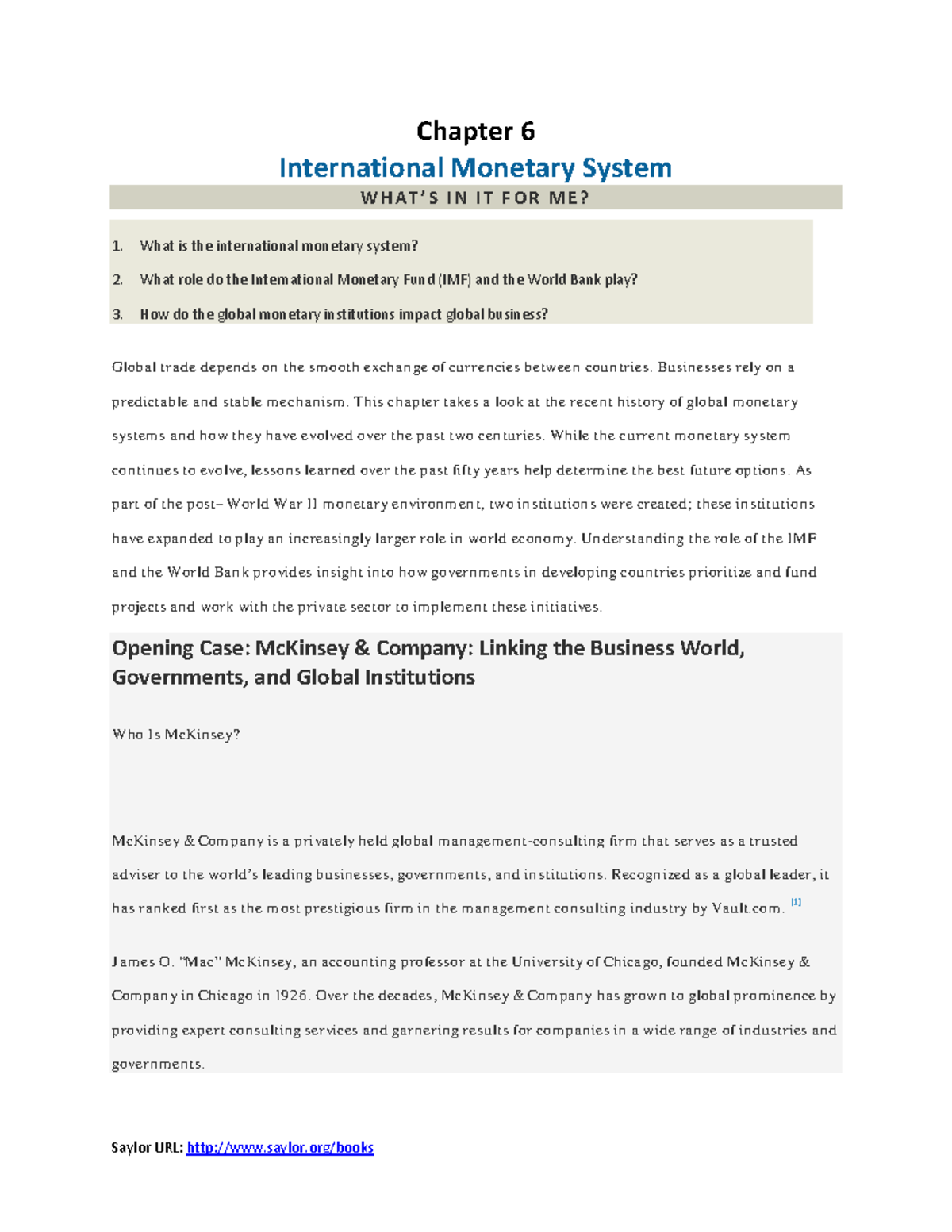 Chapter 6 - international monetary system - Chapter 6 International ...