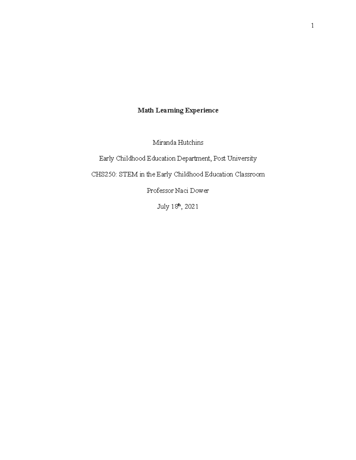 Math Learning Experience - Studocu